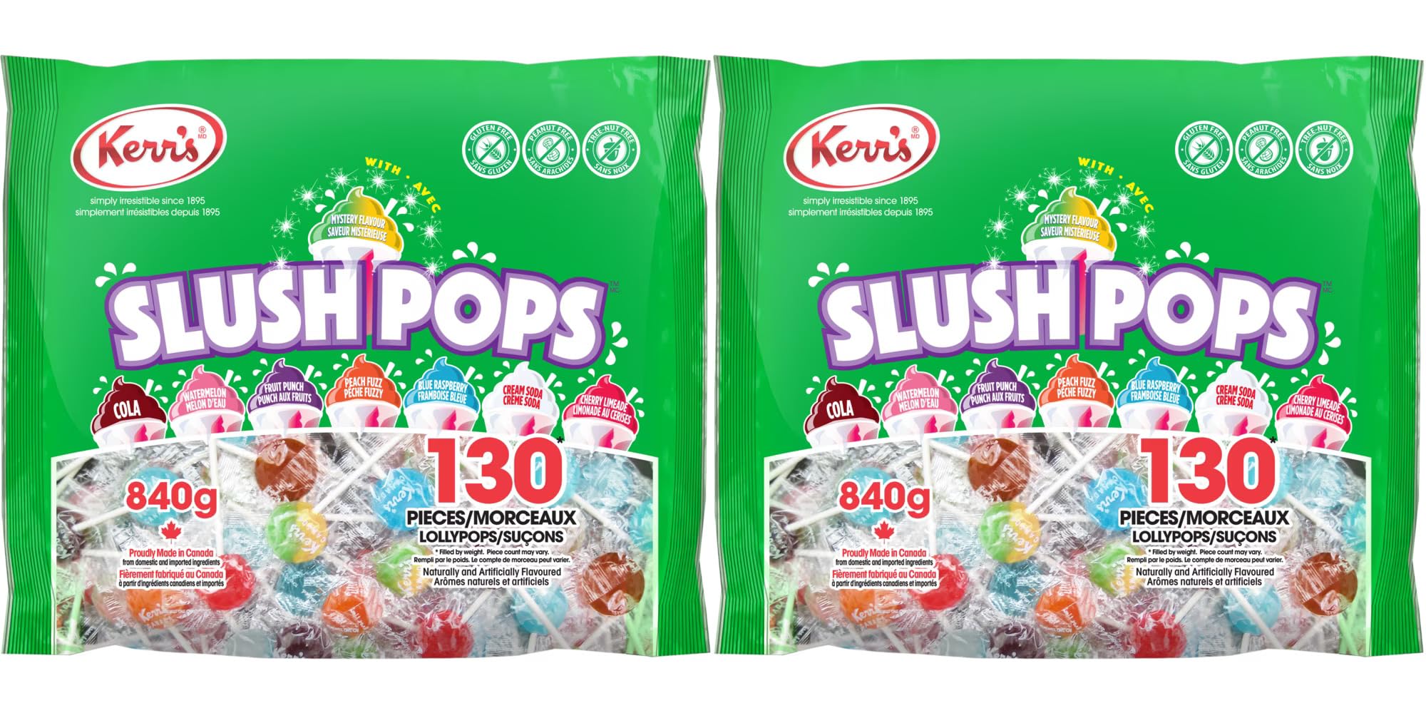 Value Bundle: Kerr's Slush Pops, 7 Flavours - 130 Count, 840 Grams ...