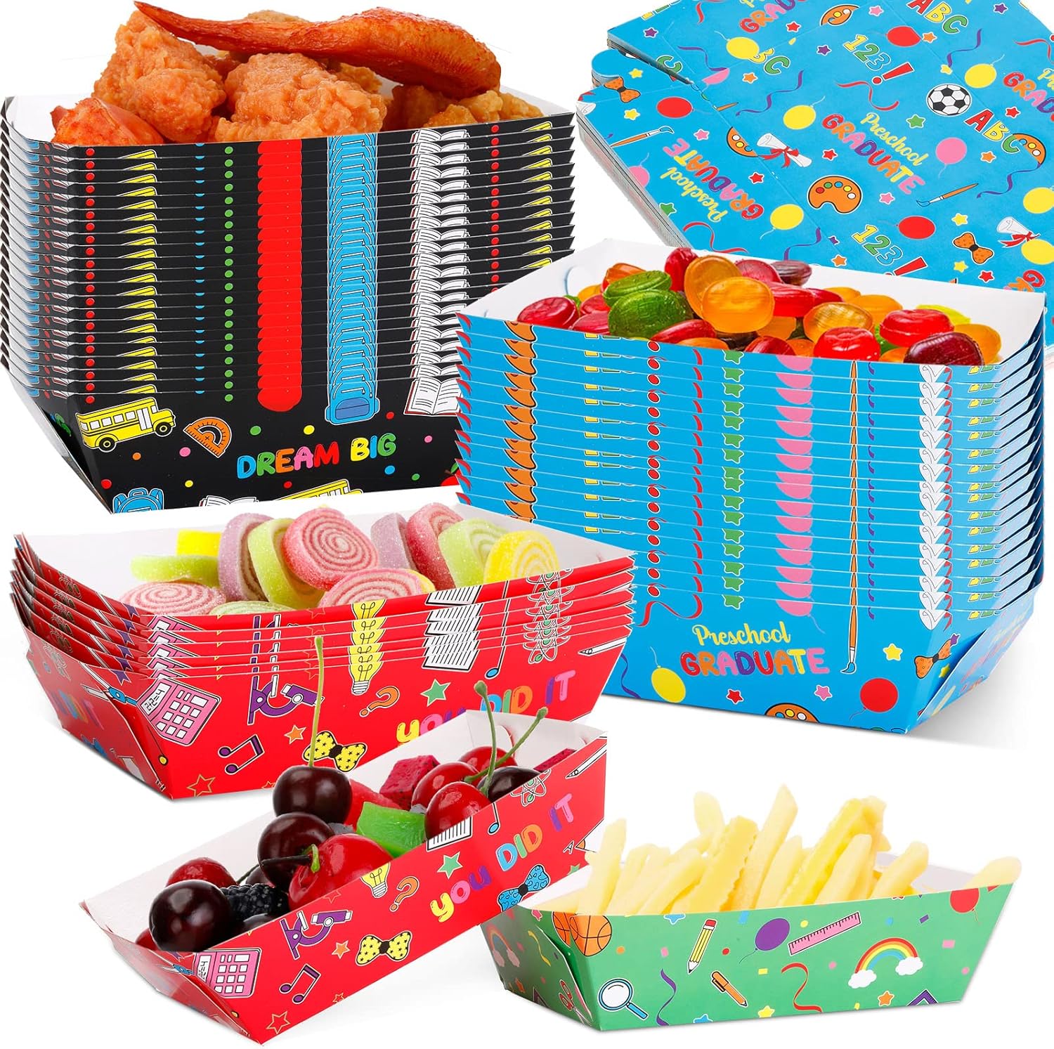 Amazon.com: 60 Pack Preschool Graduation Party Supplies Paper Food ...
