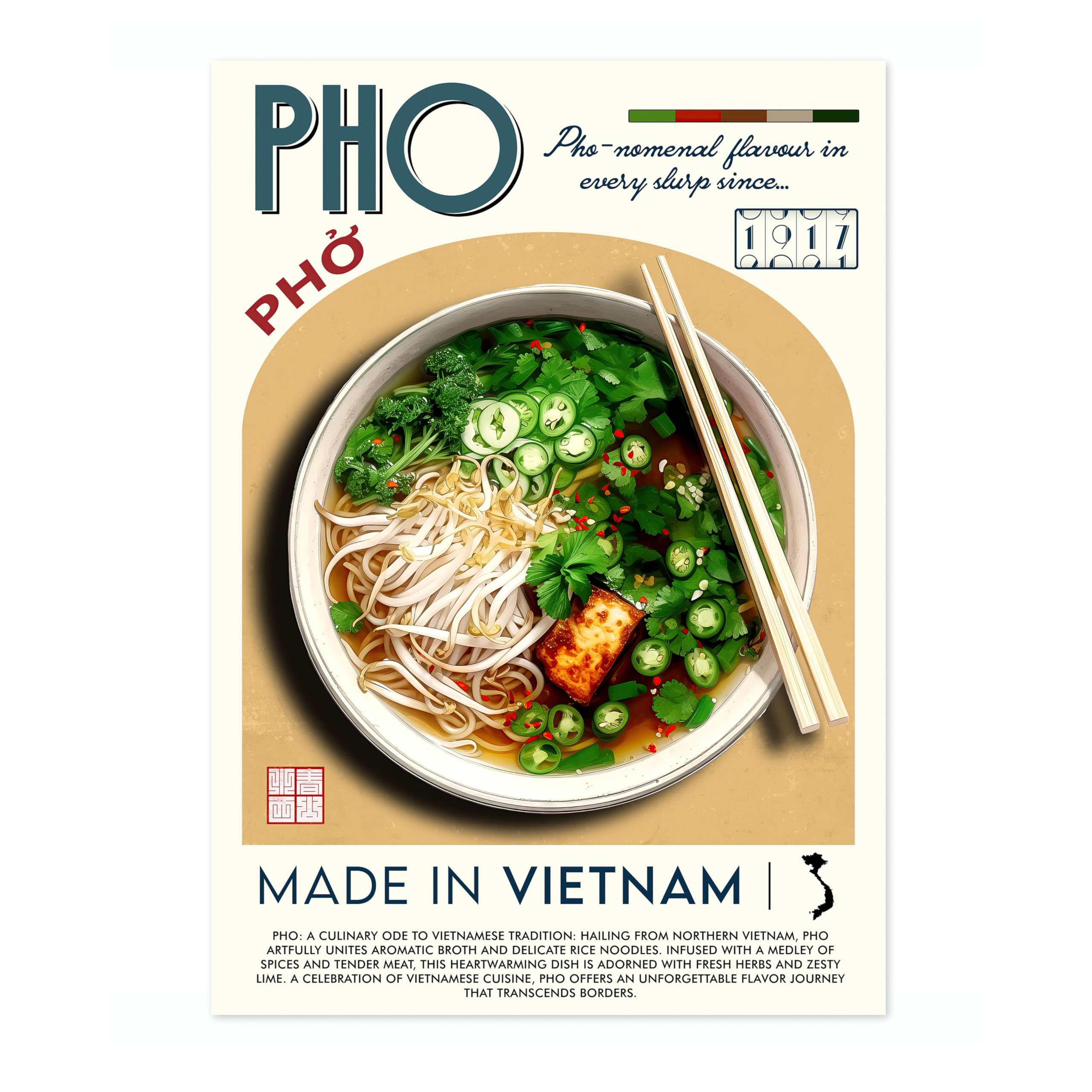 Animato Pho Kitchen Poster, Food Wall Art Modern Print, Restaurant ...