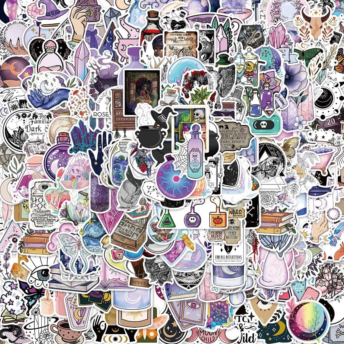 Amazon.com: 50pcs Moon Boho Stickers, Art Flowers Cat Vintage Stickers ...