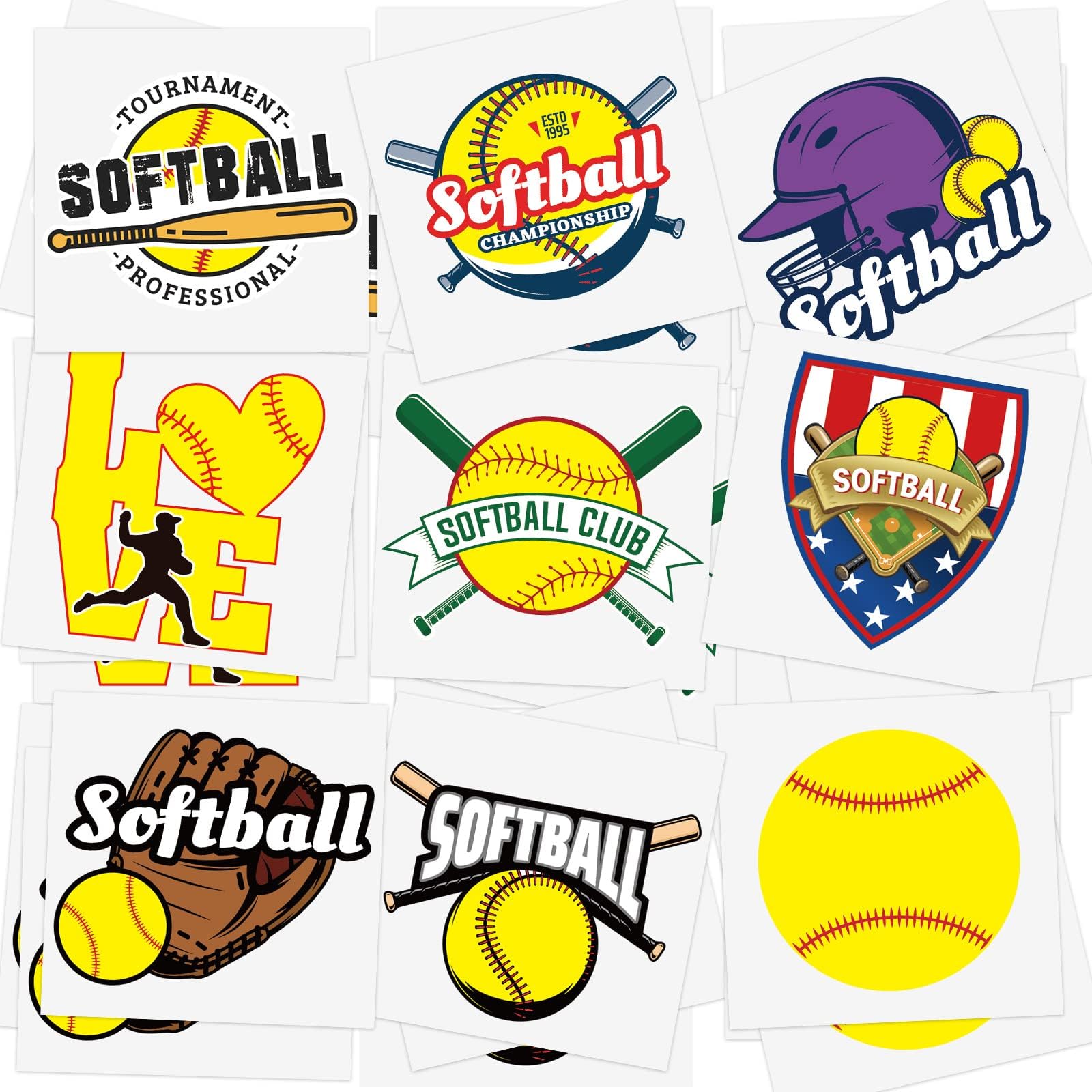 Amazon.com : 8 Sheets (96PCS) Softball Temporary Tattoos Sports Themed ...