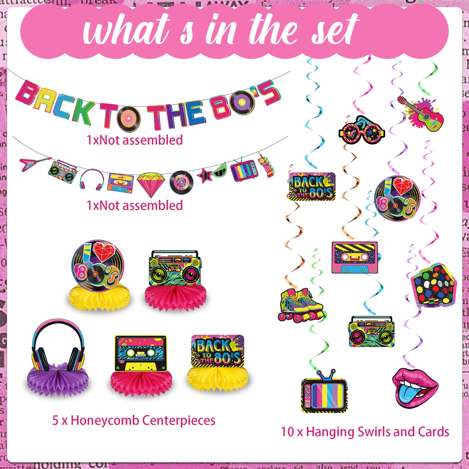 Snapklik.com : Blosssound 27 Pcs 80s 90s Party Decorations 1980s 1990s ...