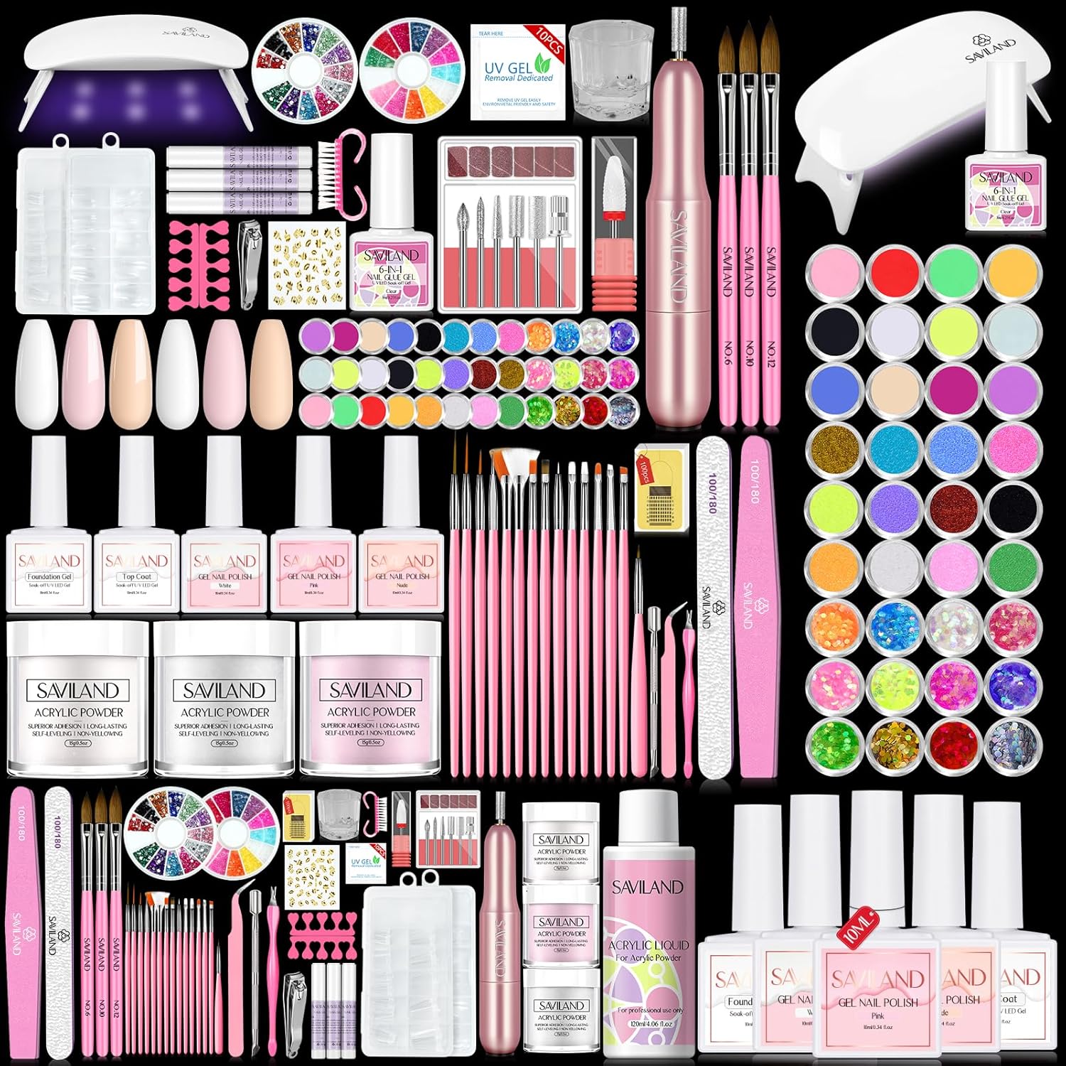 Amazon.com: SAVILAND Acrylic Nail Kit with Nail Drill: Nails Kit ...