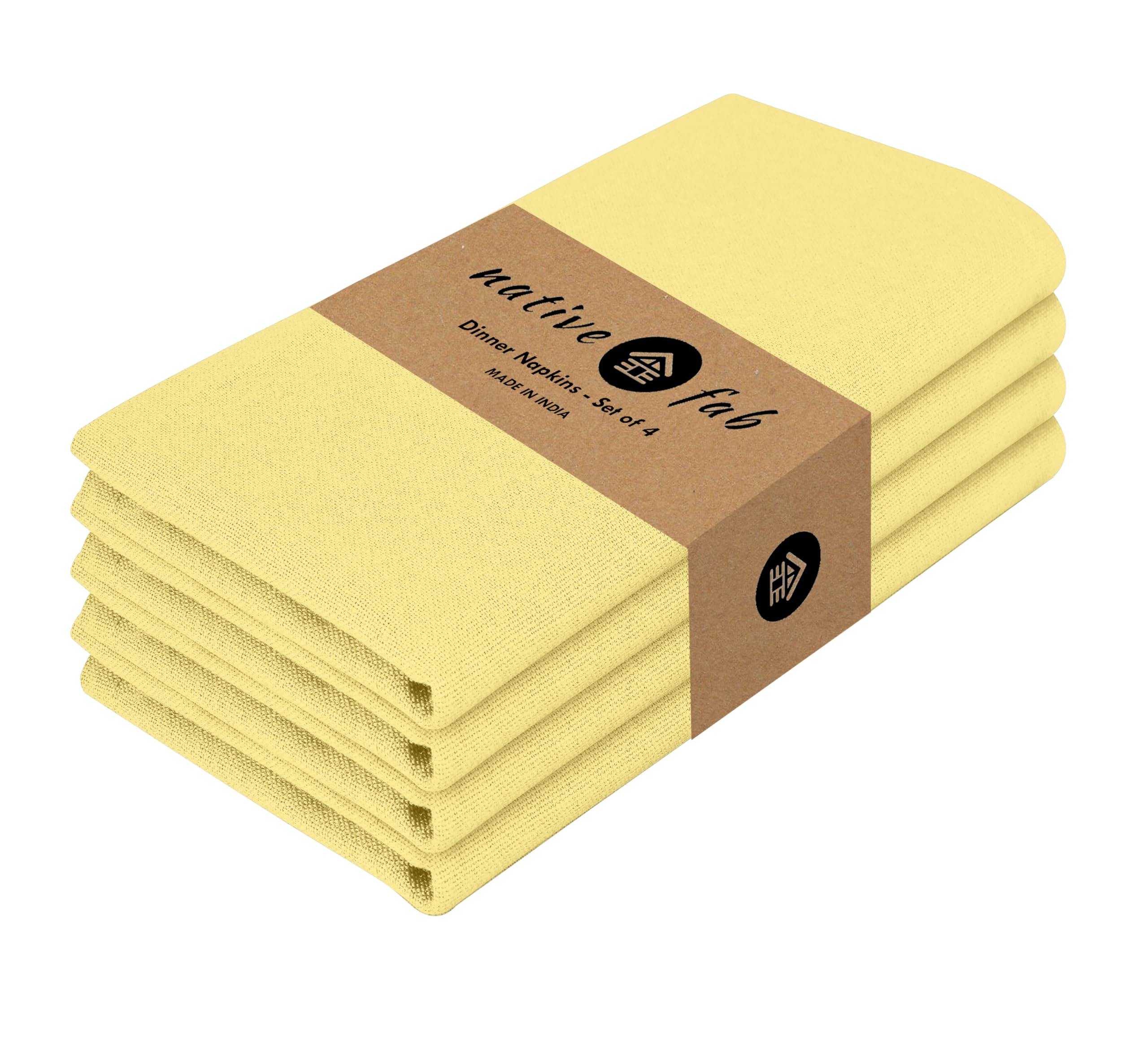 Amazon.com: Native Fab Solid Light Yellow Cloth Napkins Set of 4, 100% ...