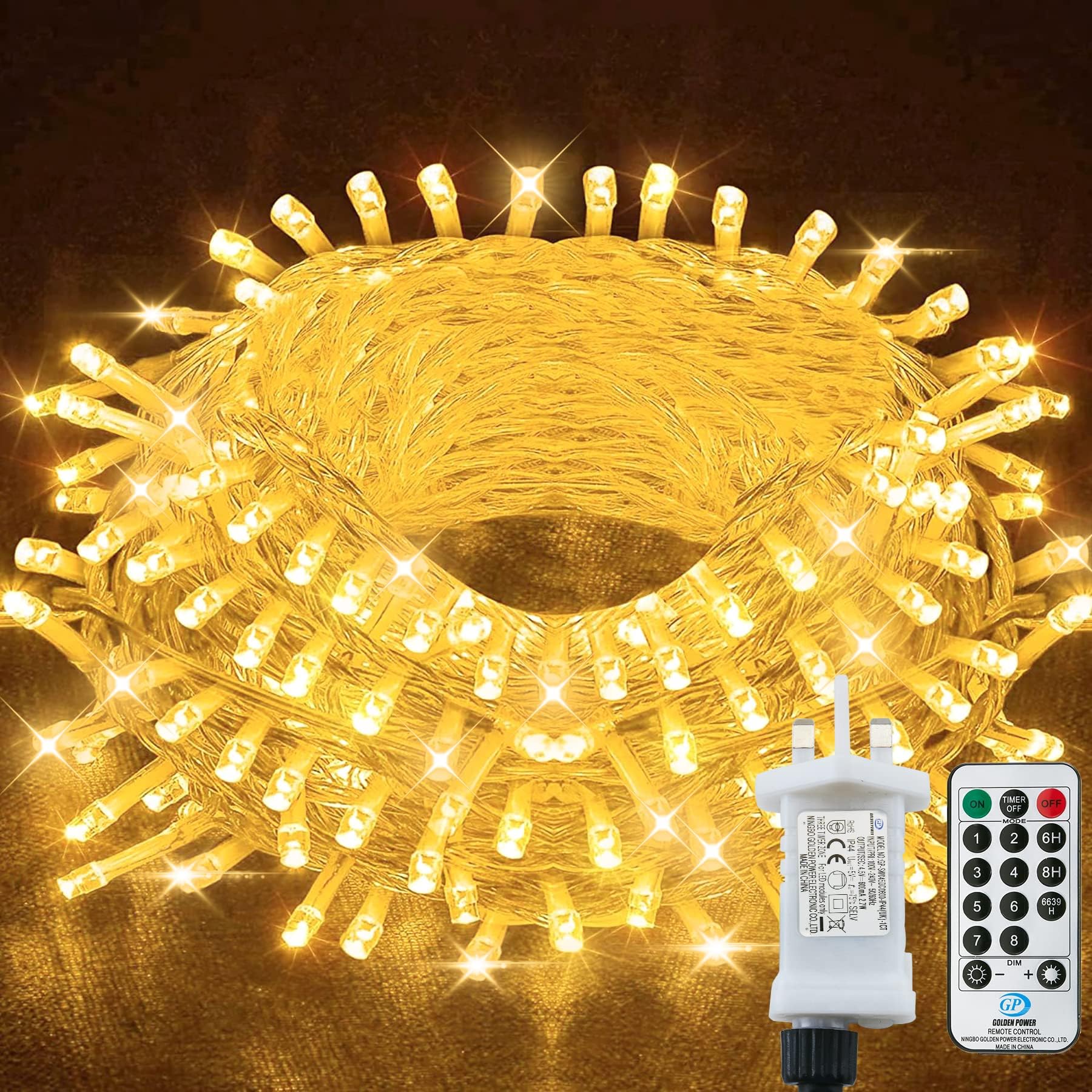 String Lights Mains Powered, 53M/174ft 500LED Fairy Lights Plug in, 8 ...