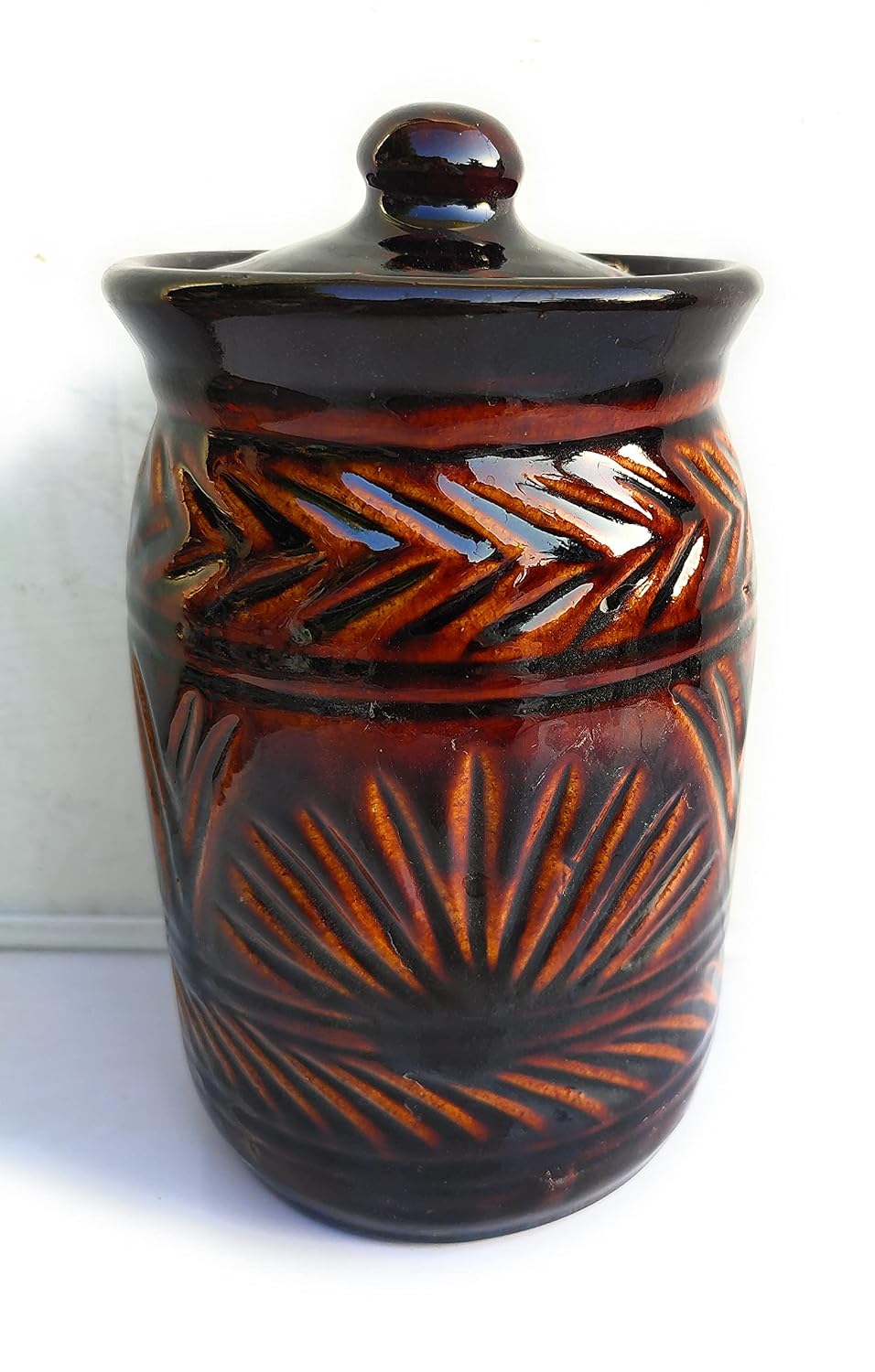 Buy swadeshi enterprises Ceramic Crockery Jar, 2 kg/2000 ml , Brown ...