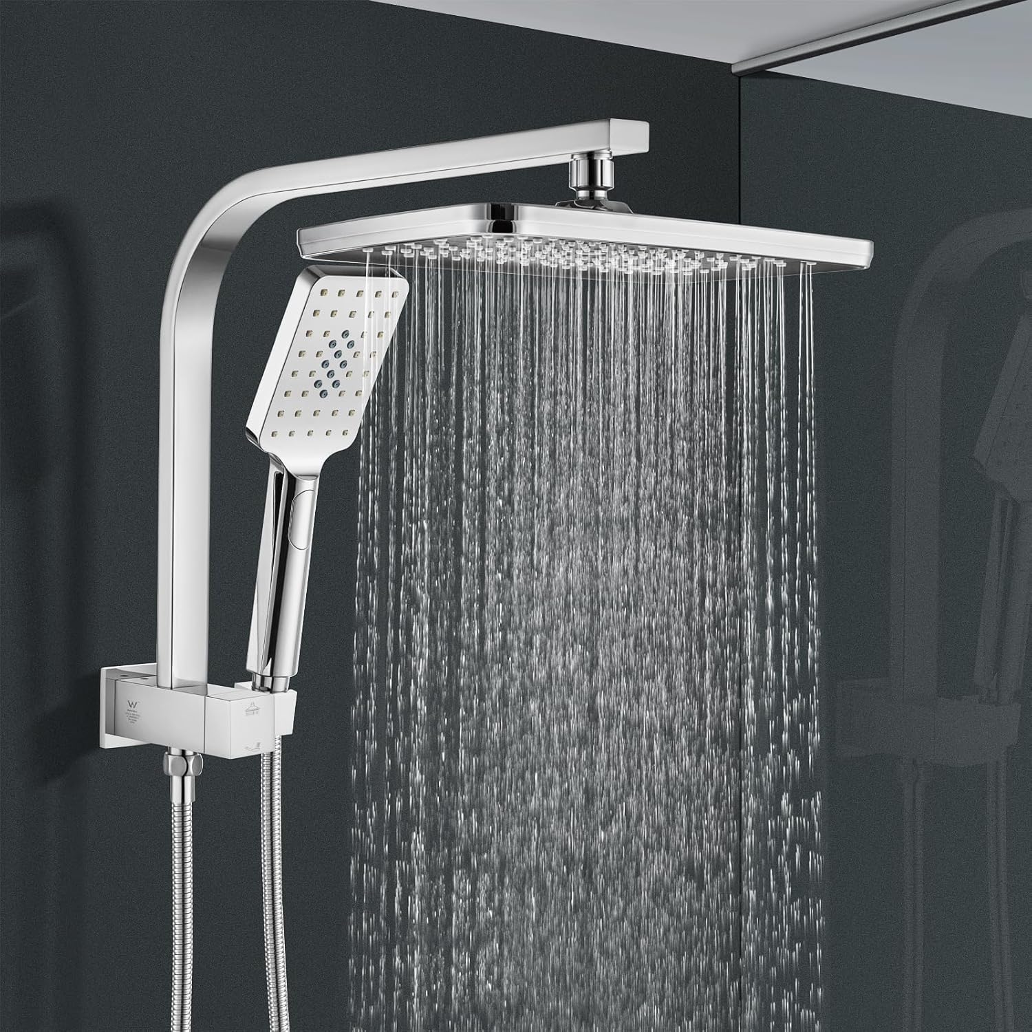 ACA International 12" Rectangular Shower Head Set, Extra Large High ...