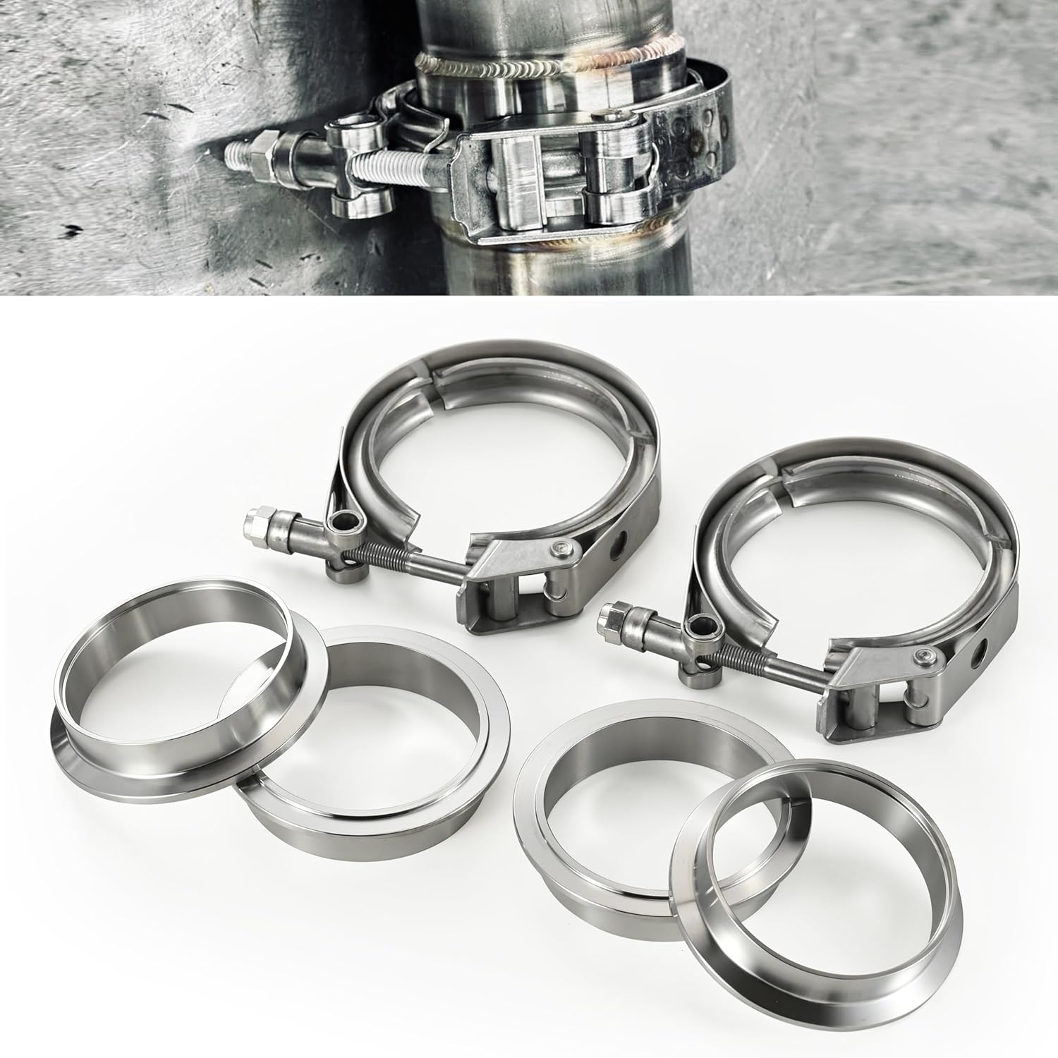 Amazon.com: VANJOY Quick Release Stainless Steel 3 Inch V Band Clamp ...