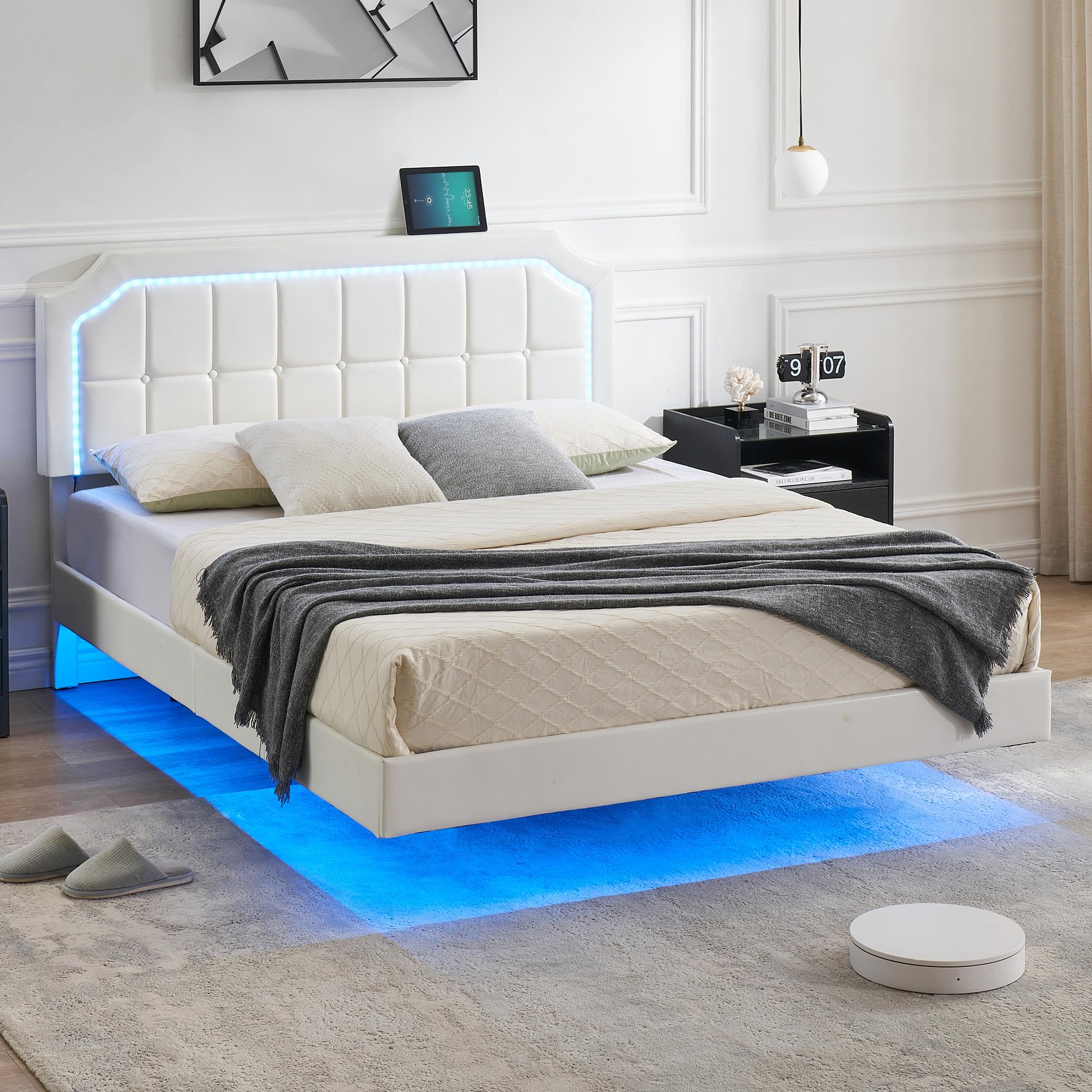 Amazon.com: IDEALHOUSE Floating Bed Frame Full Size with RGB Led Lights ...