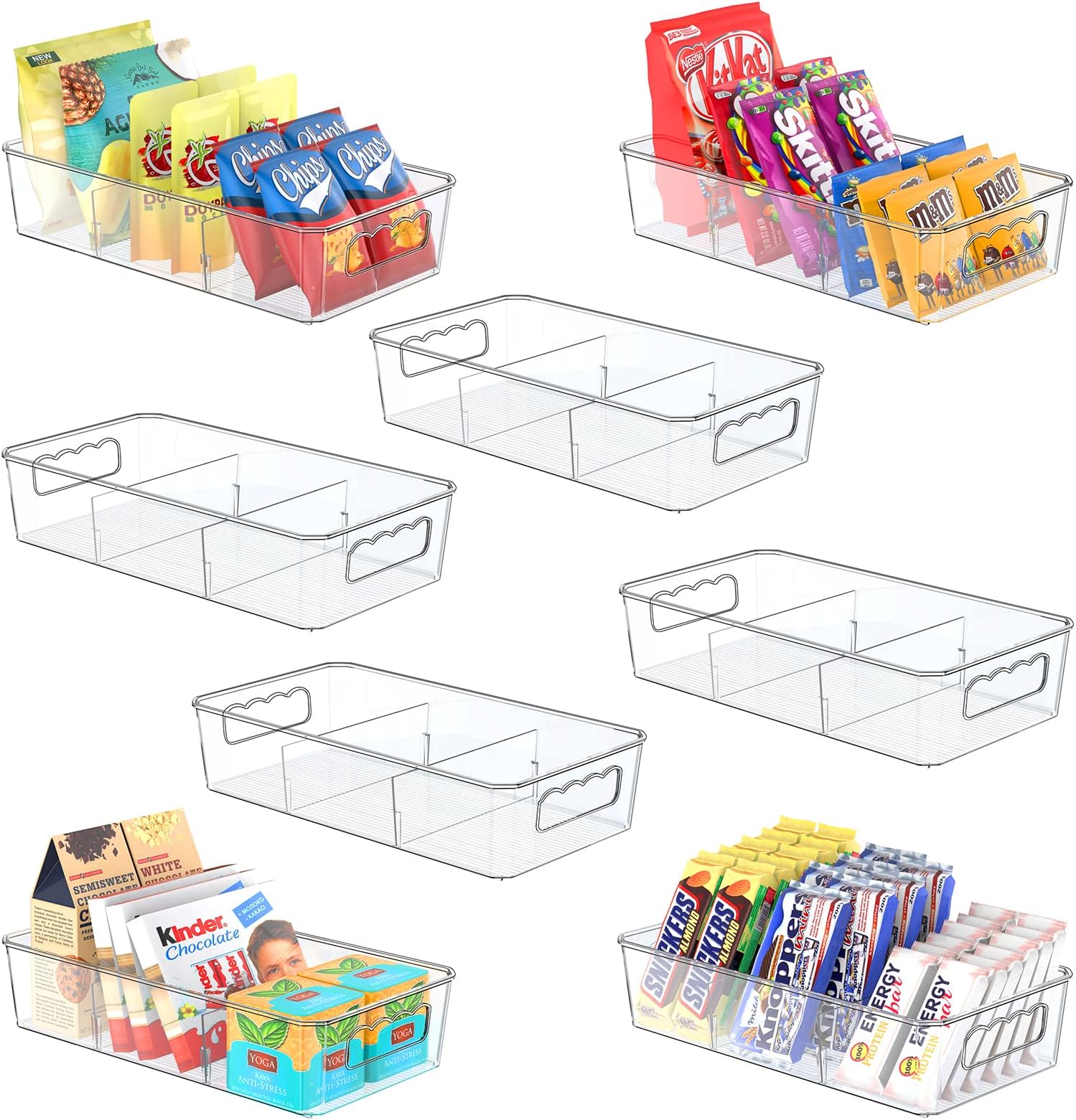 Amazon.com: Esdiplot 4 Packs Clear Plastic Pantry Storage Bins with ...