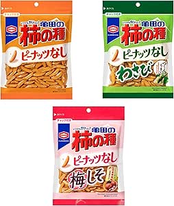 Amazon.co.jp: 亀田製菓 亀田のつまみ 柿の種 3種 詰め合わせ x 各1袋 (100g柿の種ピーナッツなし / 91g柿の種ピーナッツなしわさび / 91g柿の種ピーナッツなし梅 ...
