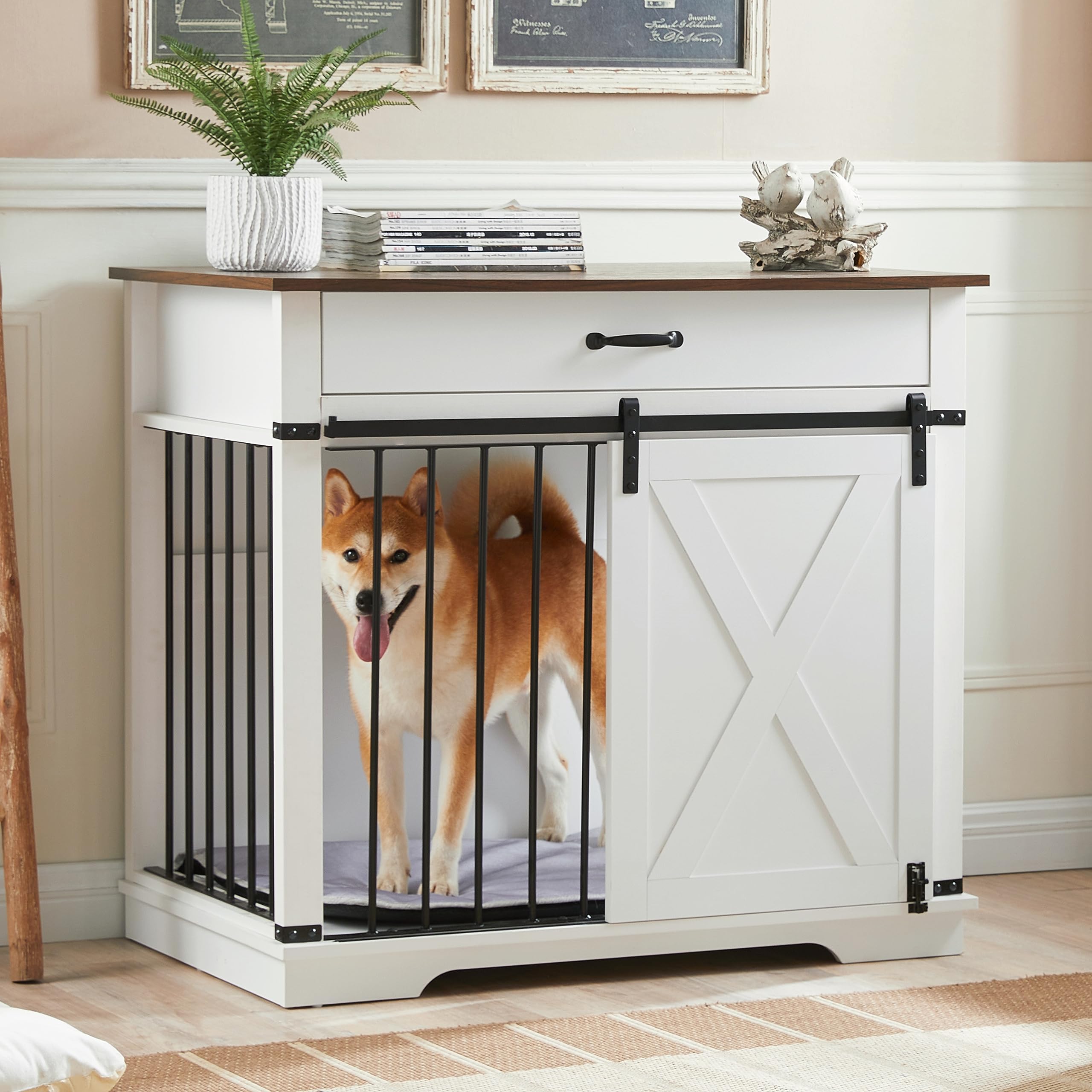 Amazon.com: WJFORLION Large Dog Crate Furniture - Dog Kennel with ...