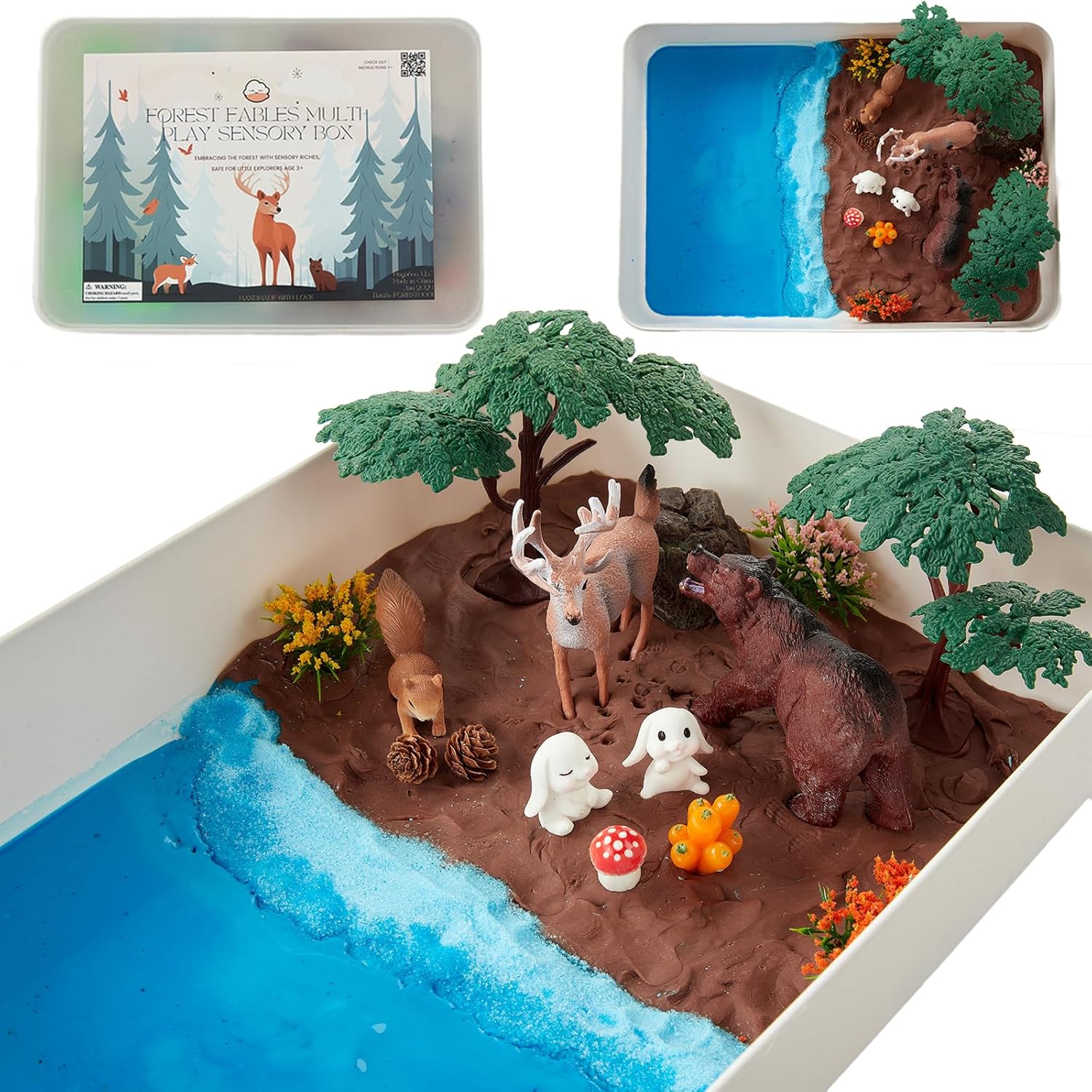 Amazon.com: Hugaboom Multi Play Forest Sensory Bin,Food Grade Playdough ...