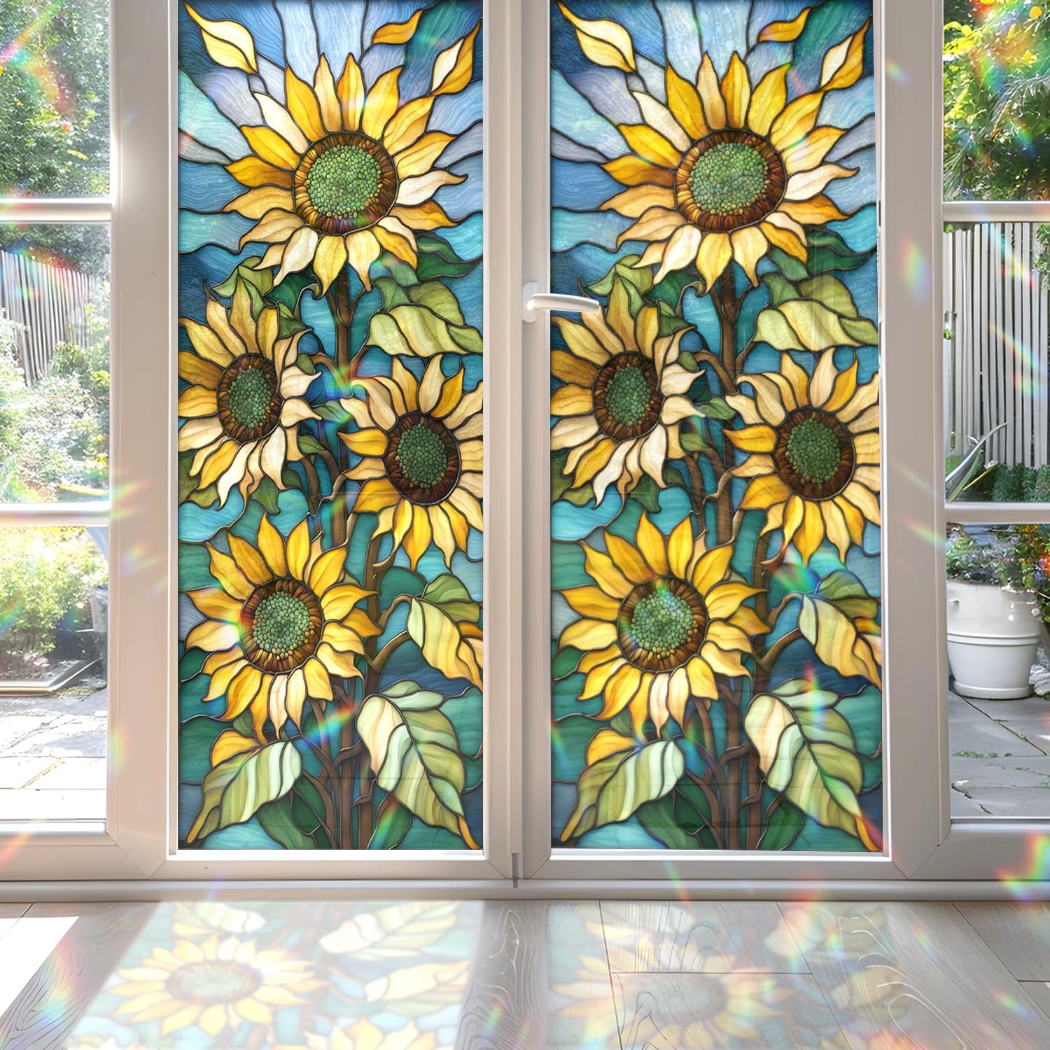 Amazon.com: Sunflower Stained Glass Window Film, Decorative Sunflower ...