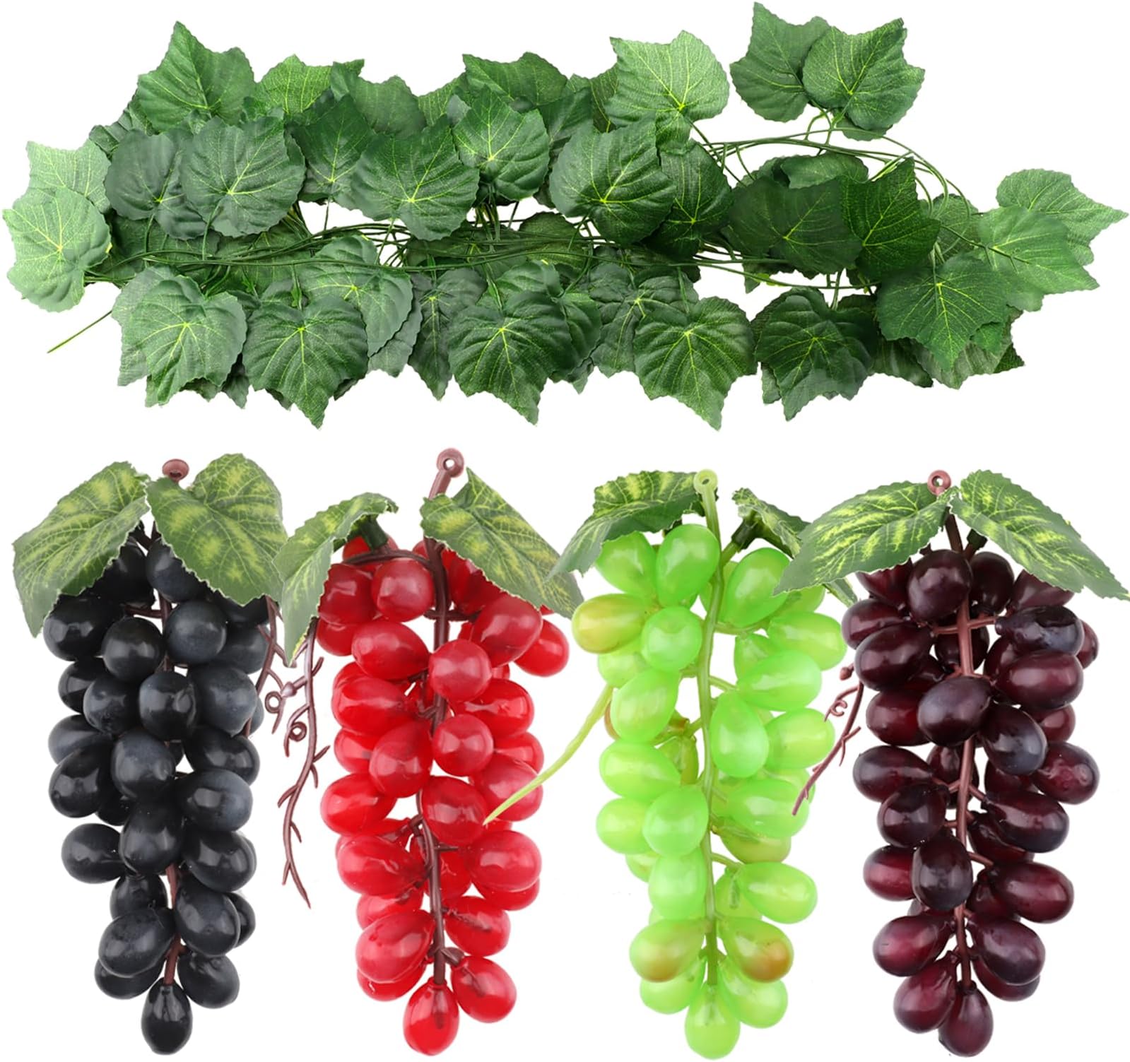 Amazon.com: ginojex 4 Bunches Fake Grapes with 3 Strands Artificial ...