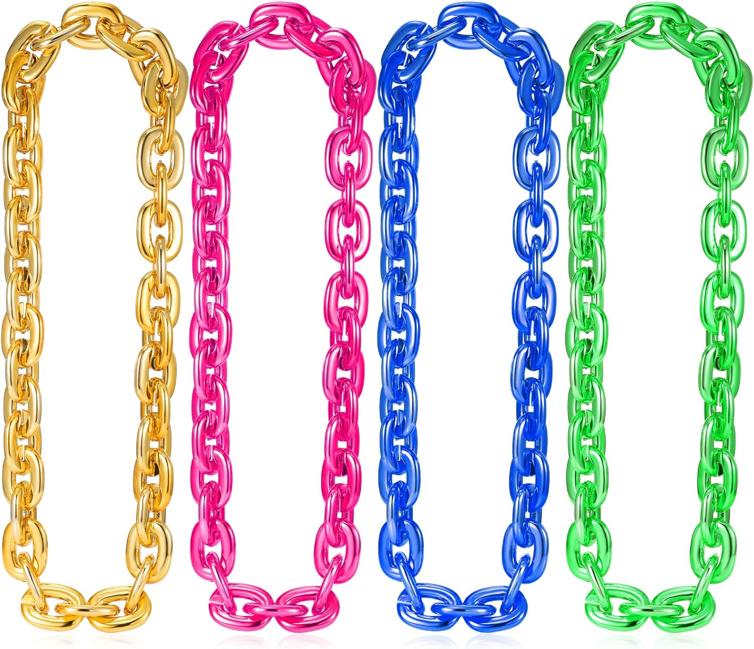 Ferreve 4 Pcs Rapper Choker Chain Link Necklace Hip Hop Colorful ...