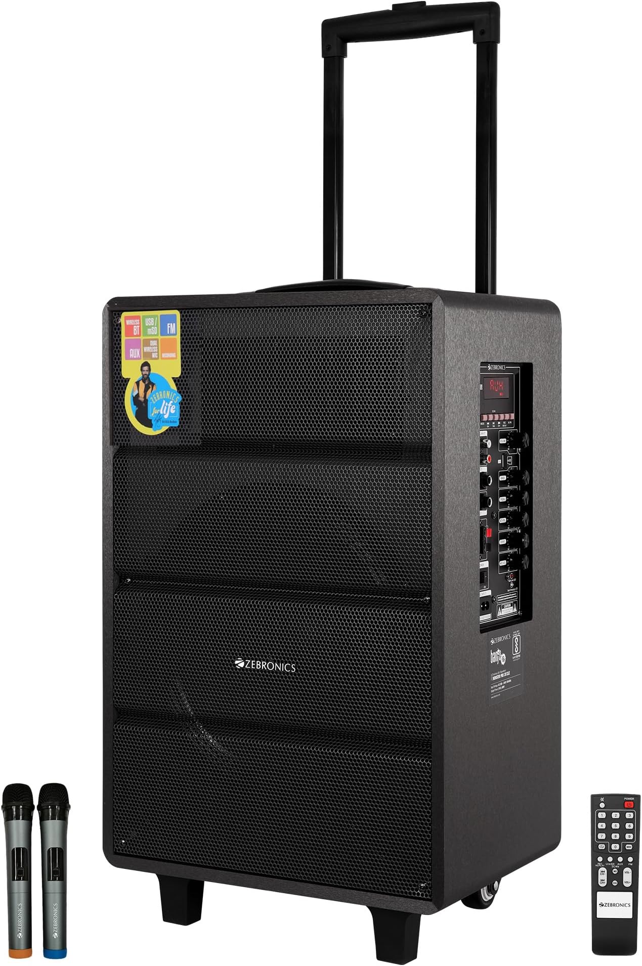 ZEBRONICS Banjo, 80 Watts RMS, Trolley Speaker with Bluetooth 4.2, LED ...