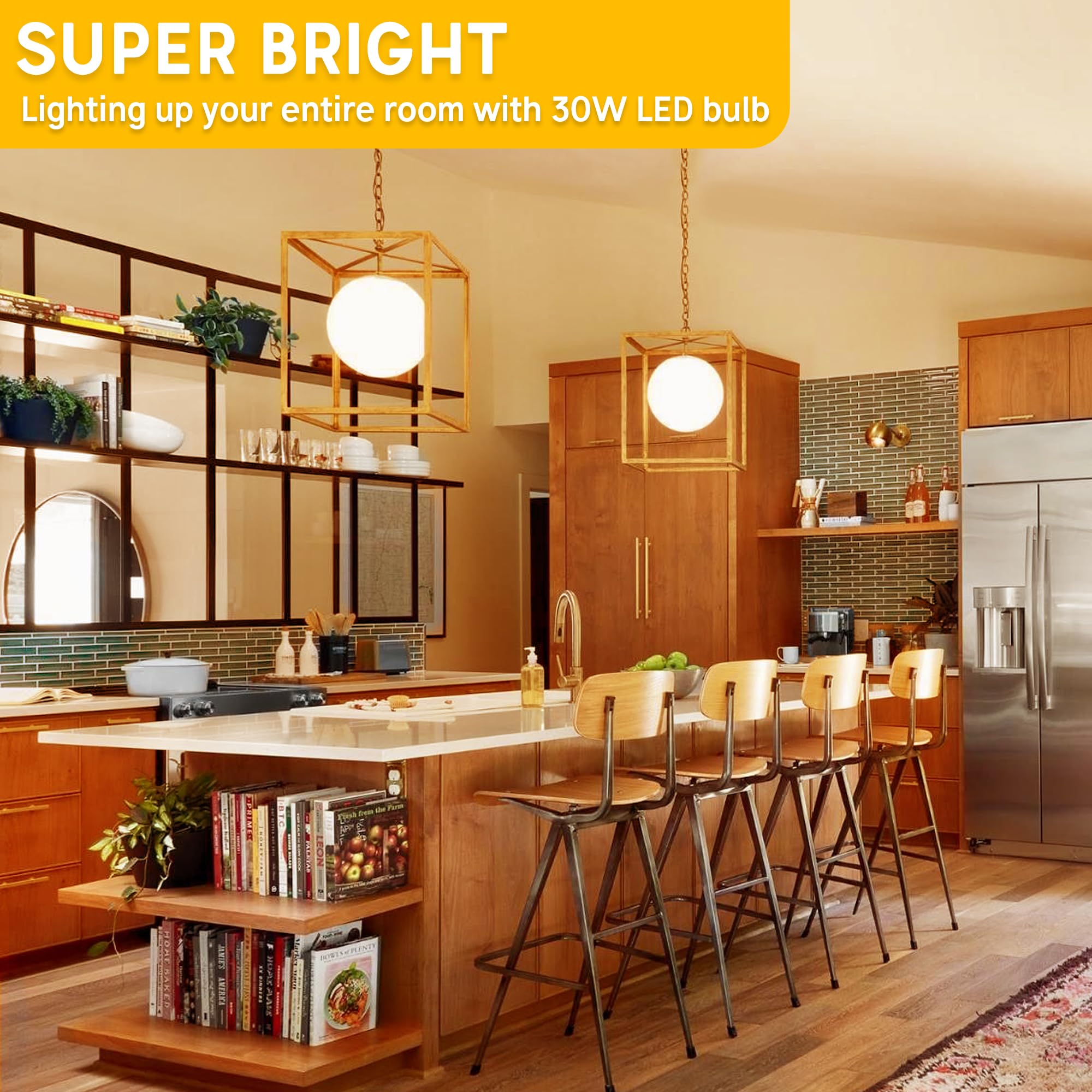 Snapklik.com : 250-300W Equivalent LED Light Bulbs, 3000 Lumens Warm ...