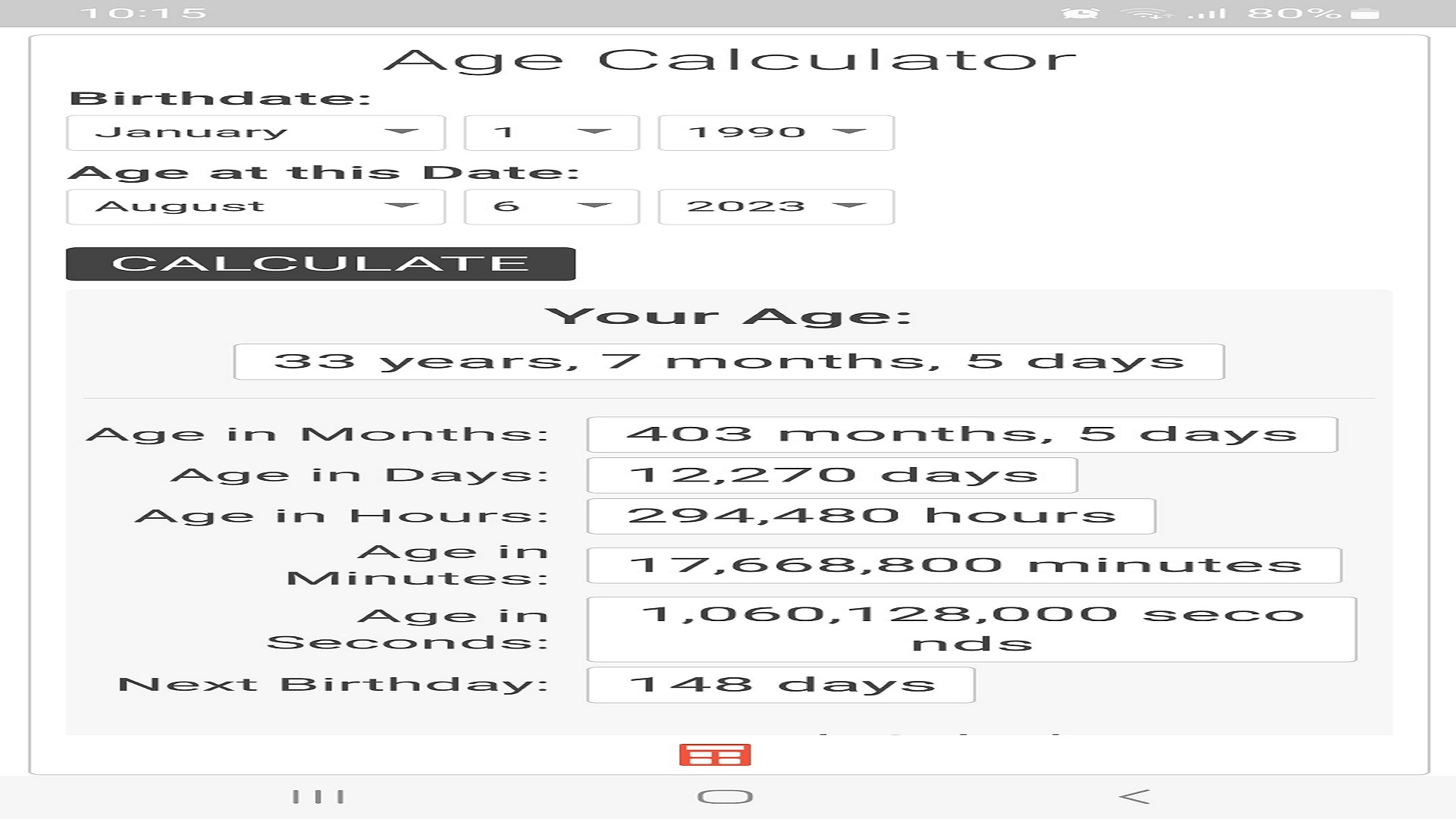 Age Calculator - App on Amazon Appstore