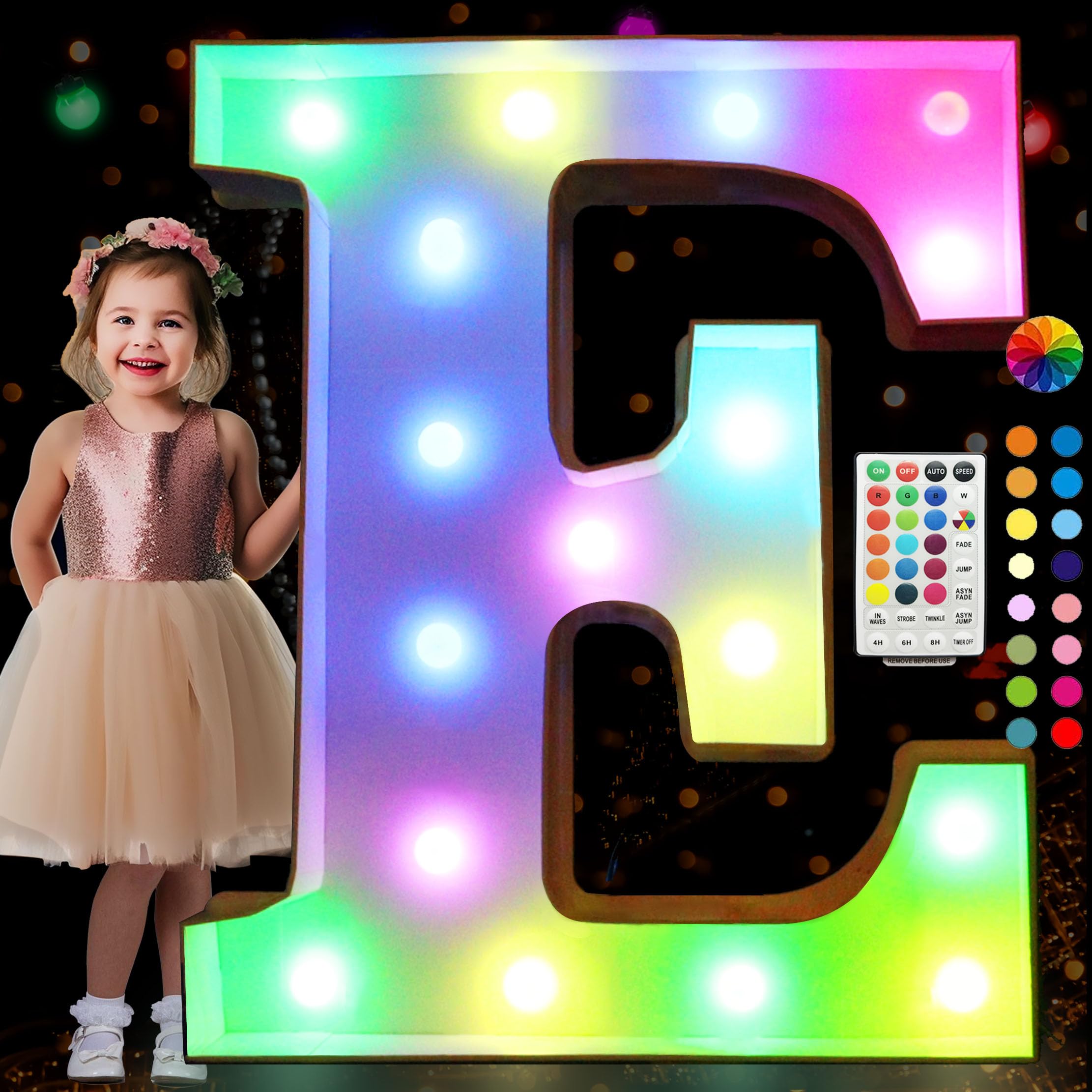 Pooqla 3FT Marquee Light Up Letters, Color Changing LED Lighted Mosaic ...