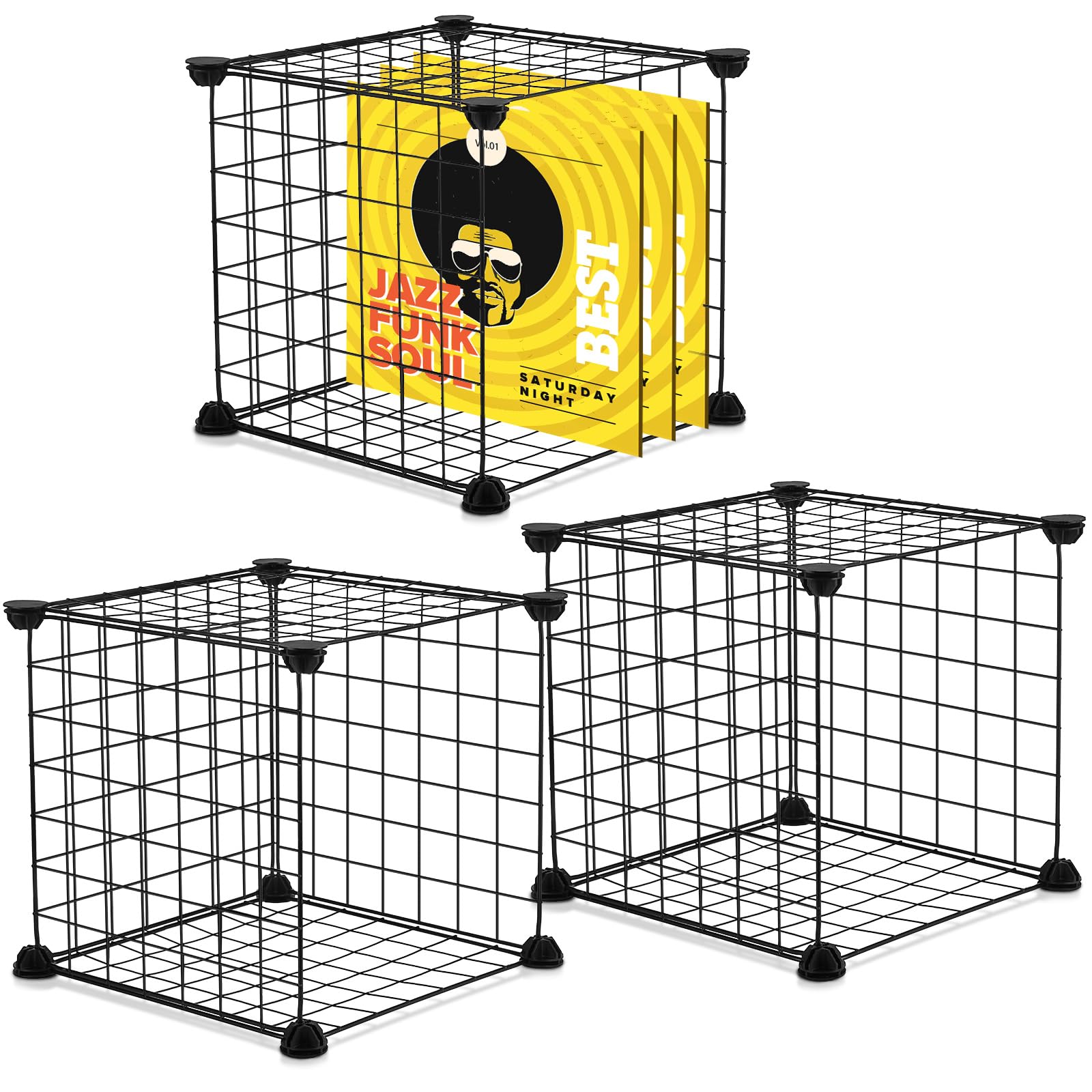 Amazon.com : Threehoney 3 Sets Vinyl Record Storage Cube Record Holder ...