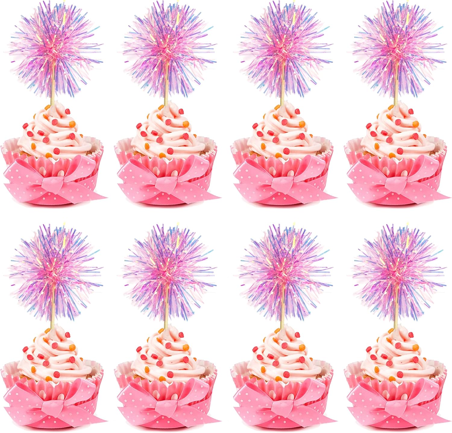 Amazon.com: 30PCS Foil Firework Cupcake Toppers, Happy Birthday Pink ...