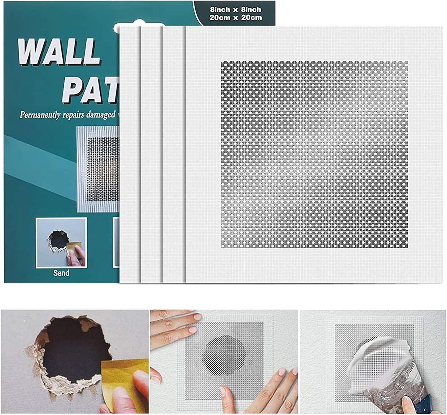 8" X 8" Drywall Repair Patch kit, Self Adhesive Fiberglass Aluminum ...