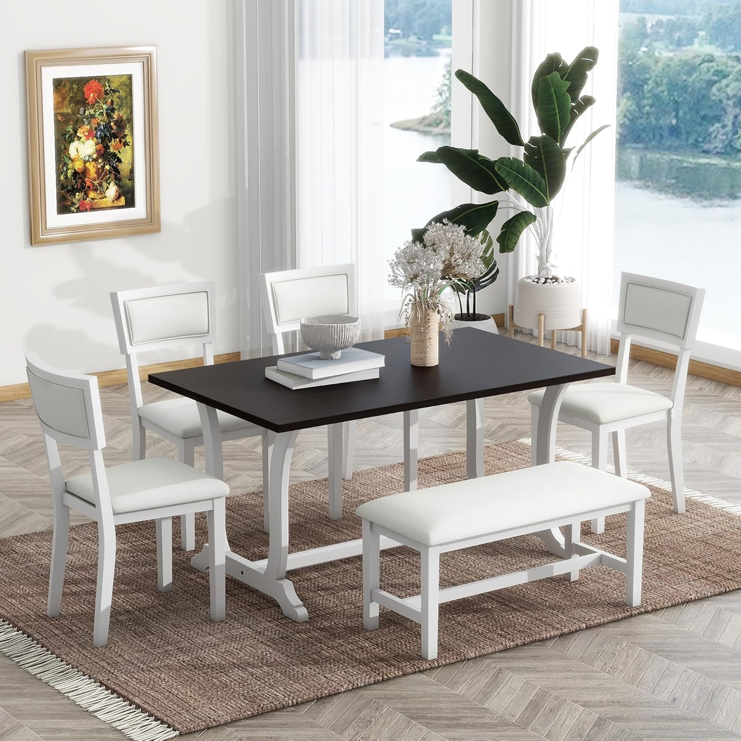 Dining Table With Chairs Farmhouse Dining Table Set For 6, Dining Room ...