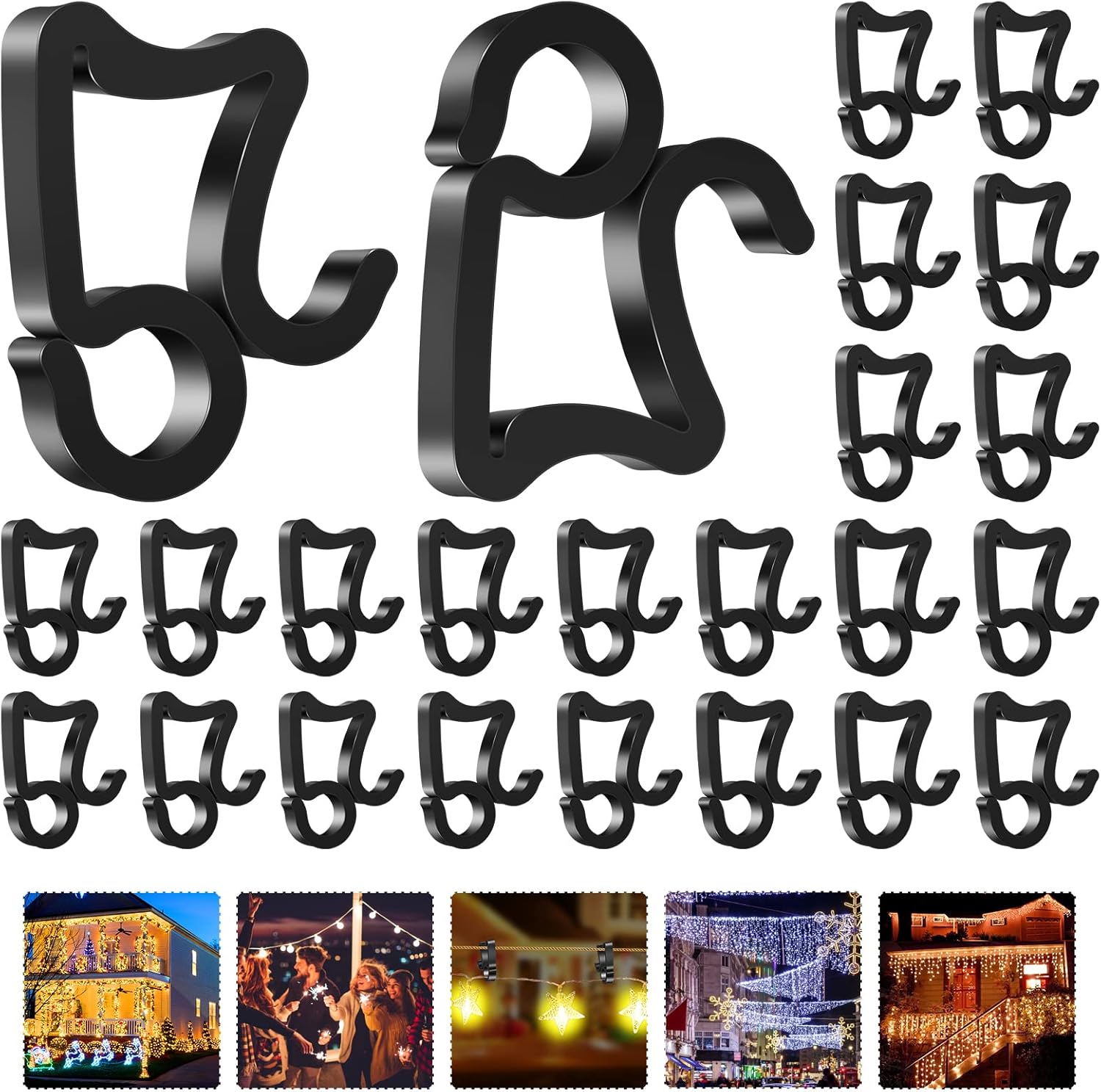 Amazon.com: Meetory 150 Pieces Christmas Mini Gutter Hang Hooks ...