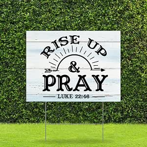 Amazon.com: Yard Sign Rise Up and Pray Corrugated Plastic Sign New Home ...