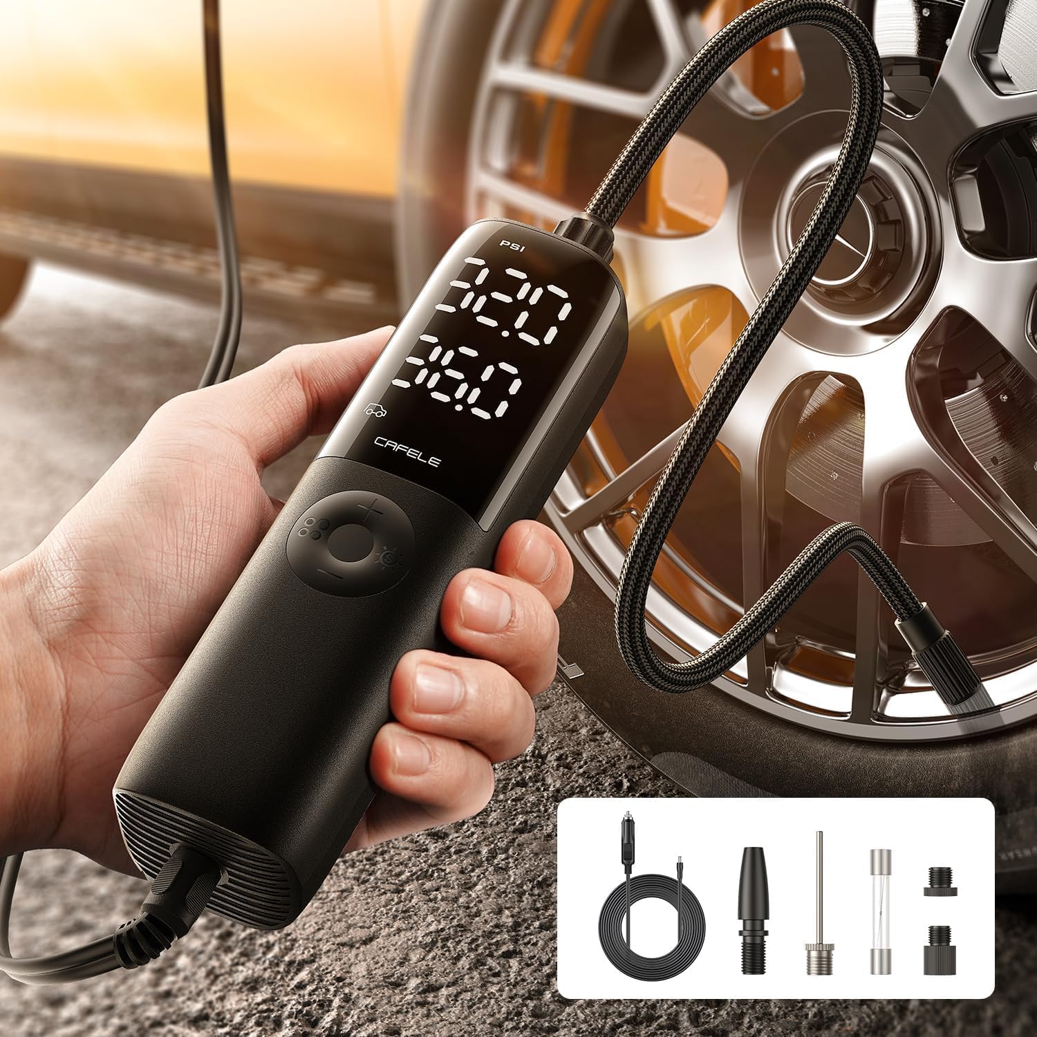 dollarfix Elektrische Luftpumpe Mini Auto Reifenpumpe,Dual Power ...