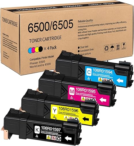 Amazon.com: 6500 6505 High Capacity 4-Color Set Compatible 106R01597 ...