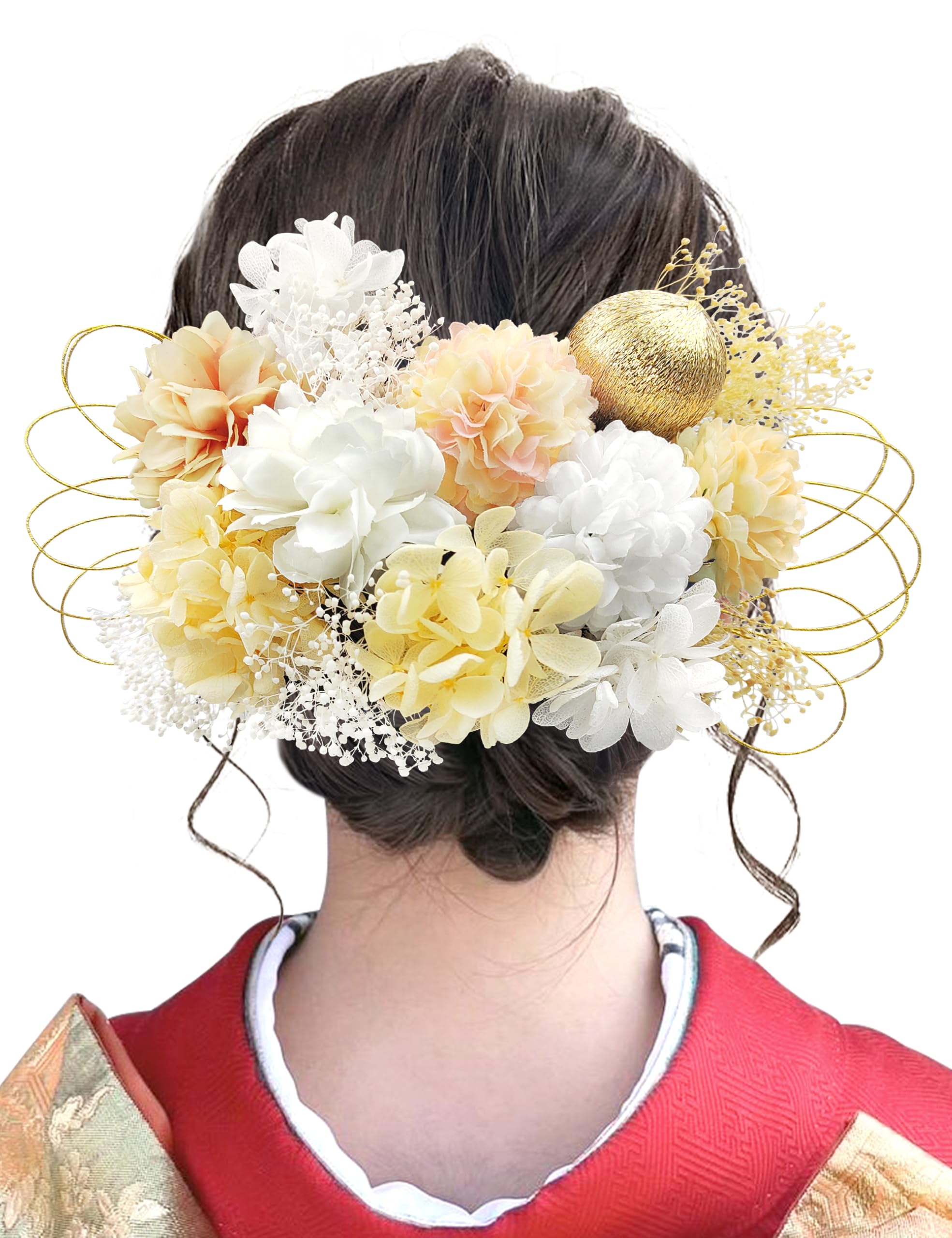 Amazon | 【JZOON】髪飾り ヘアアクセサリー ドライフラワー ピンポンマム クチナシ 紫陽花 カスミソウ お花 和玉 結び水引 結婚式 入学式 卒業式 成人式 着物 浴衣 袴 振袖 ...