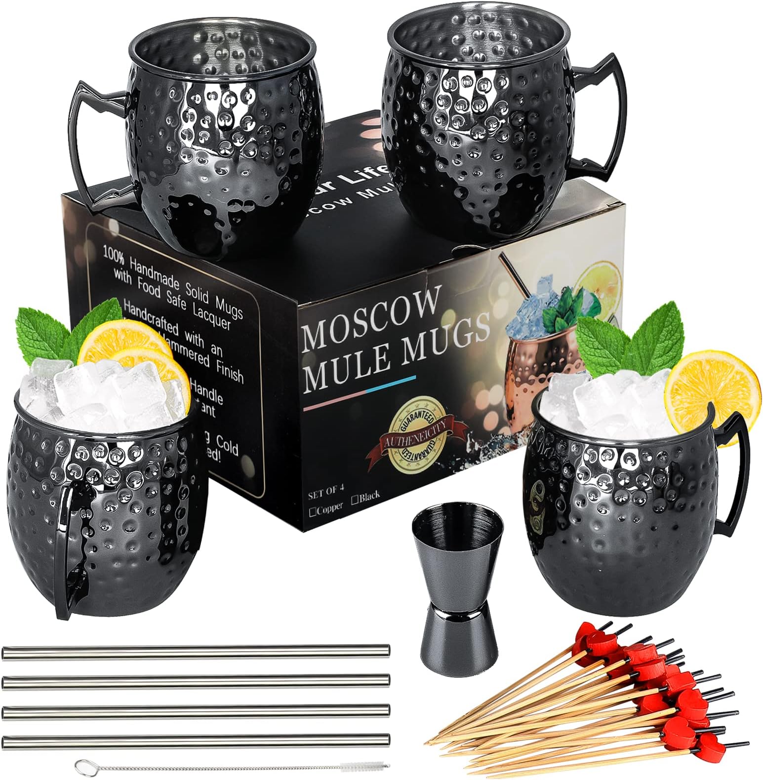 Amazon.com: Shining Craft Moscow Mule Mugs Set of 2 - Black Plated ...