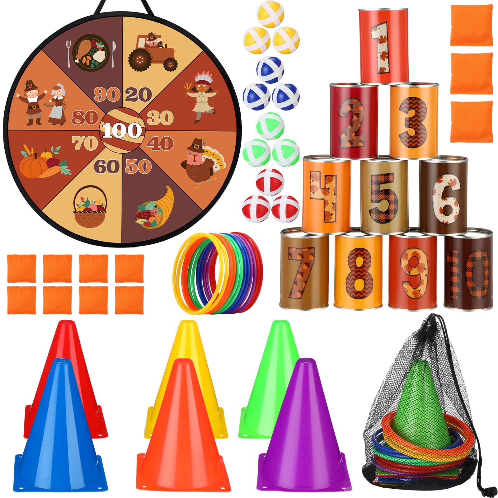Amazon.com: HyDren 58 Pcs Thanksgiving Toss Game Set Knock Down Can ...
