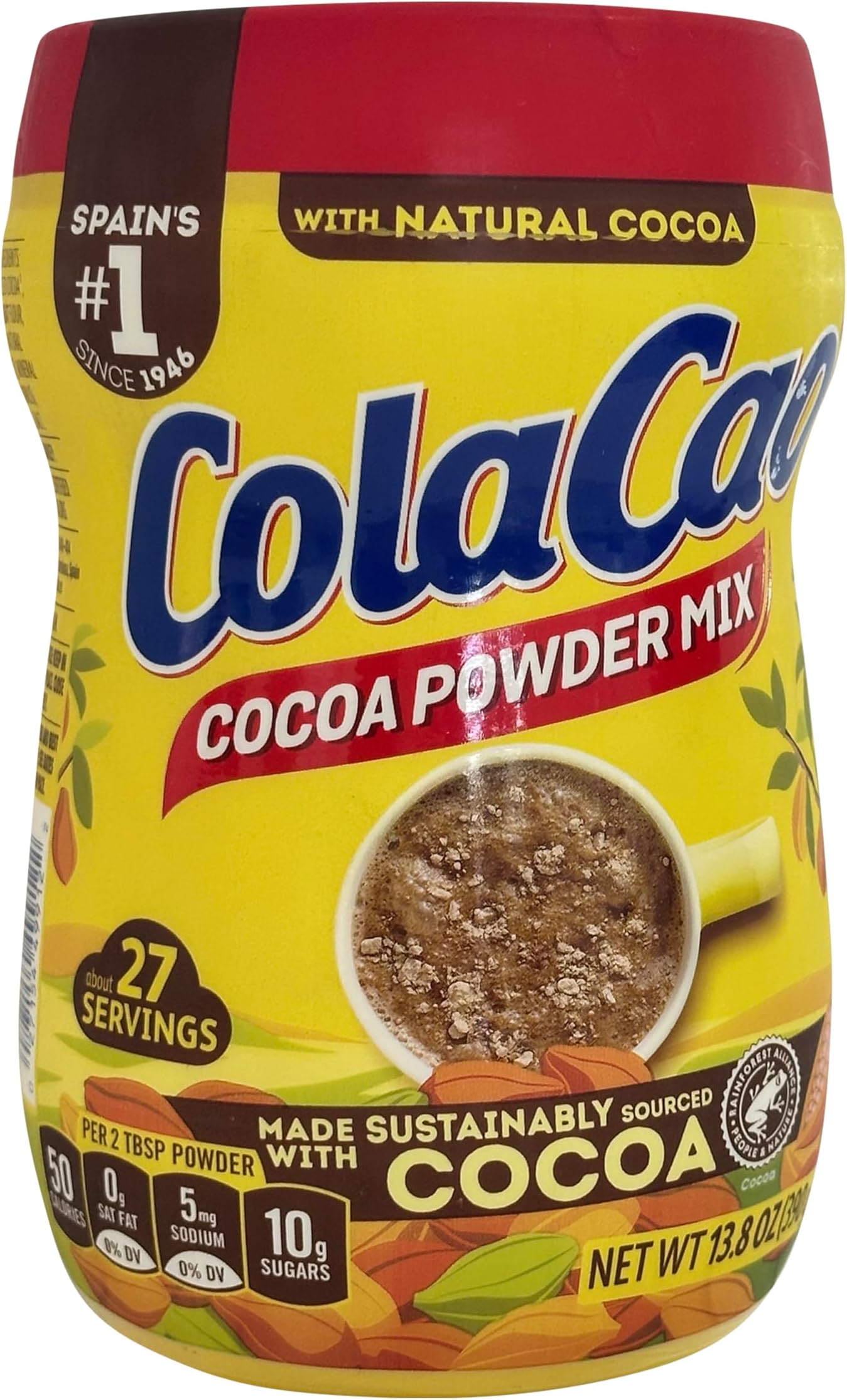 Amazon.com : Cola Cao Cocoa Powder Mix 13.8 oz (390 g) per unit 1 PACK. Colacao chocolate drink ...