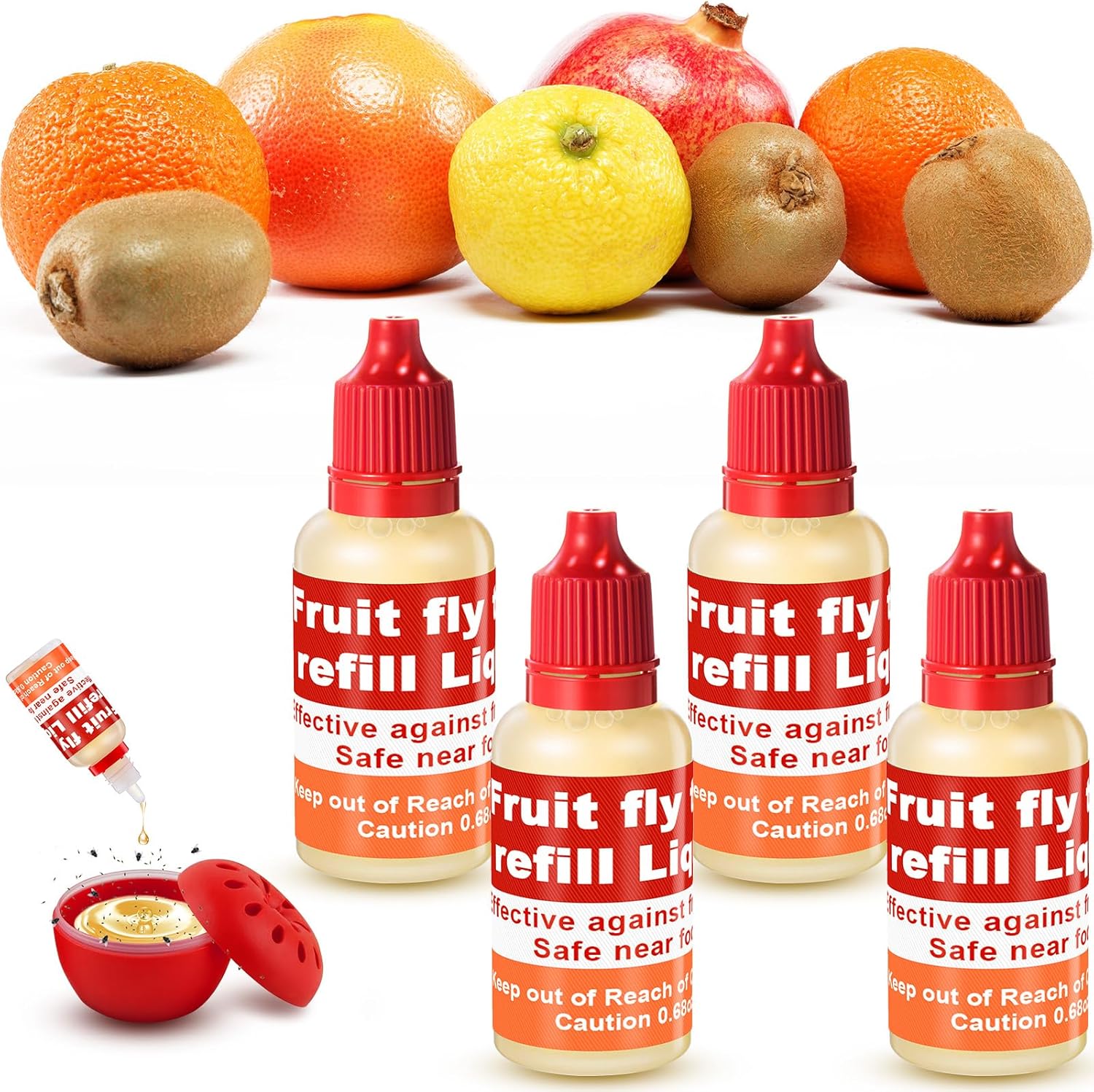 Amazon.com : Qualirey 4 Pack Fruit Fly Trap Refill Liquid, 0.68oz ...