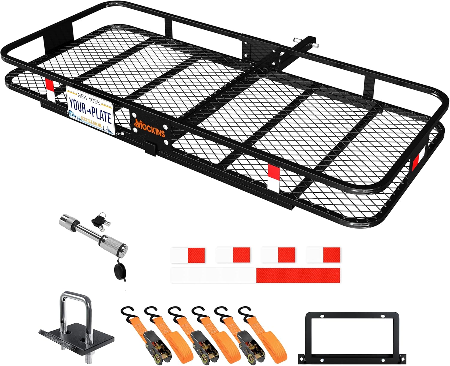 Mockins 70"x30"x6" XXL Folding Trailer Hitch Cargo Carrier |500Lbs ...