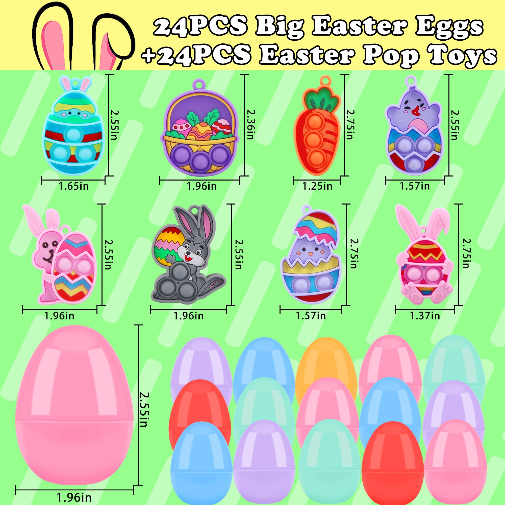 Prefilled Easter Eggs with Pop Toys,24 Pack Easter Eggs Filled with ...