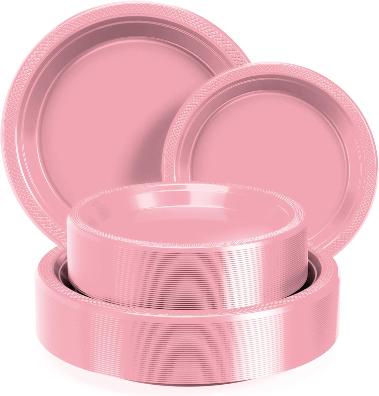 Amazon.com: Exquisite 9 & 7 Inch. Dinner Plate Combo 100 Pack Pink ...
