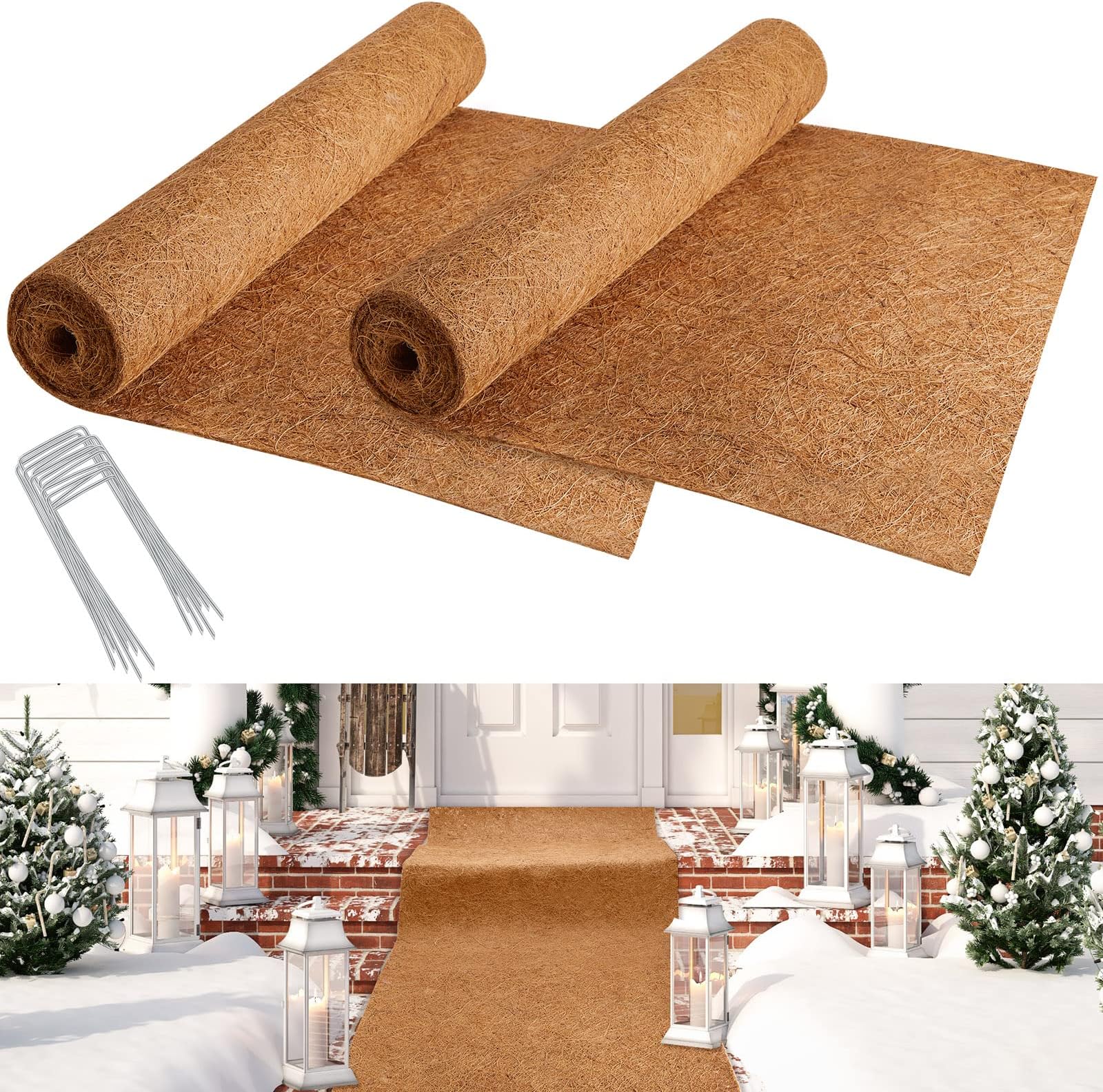 Amazon.com: 2 Pcs 16 x 80 Inch No Slip Ice and Snow Carpet Mats Coconut ...
