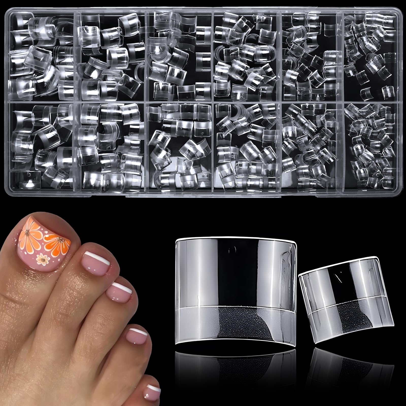 Amazon.com: Lifextol 600pc Soft Gel X Toe Nail Tips Short Fake Toenail ...