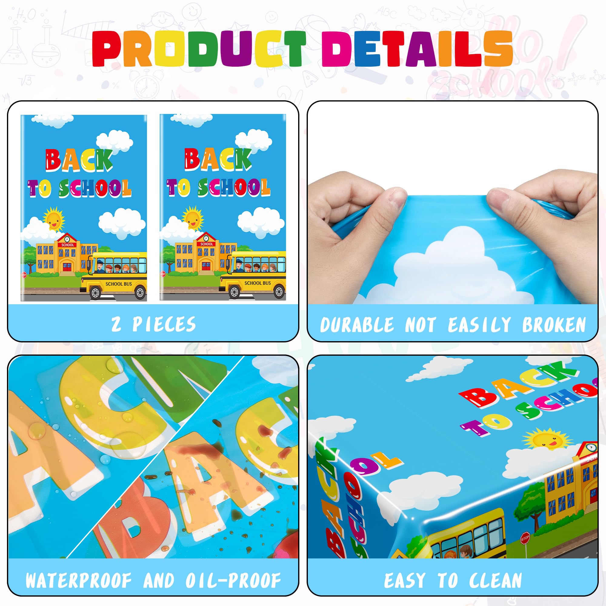 Snapklik.com : Back To School Supplies, 2 PCS 108 X 54 Inches First Day ...