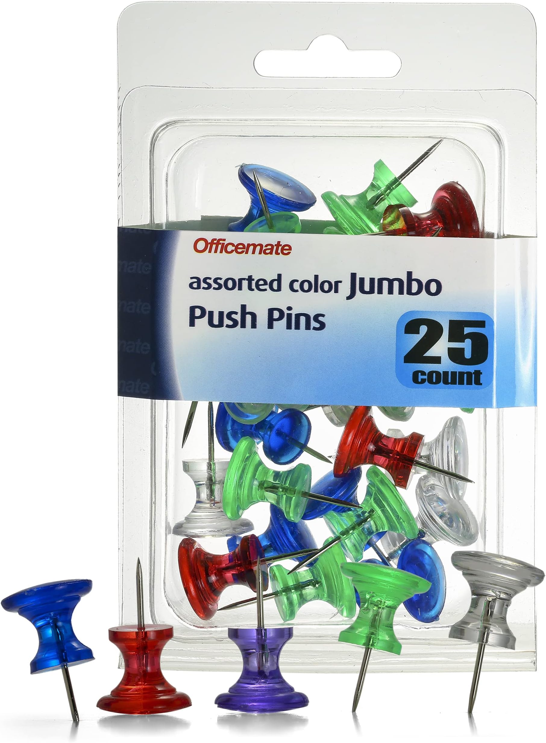Amazon.com: Officemate Jumbo Push Pins, Assorted Colors, 25 Pack (92613 ...