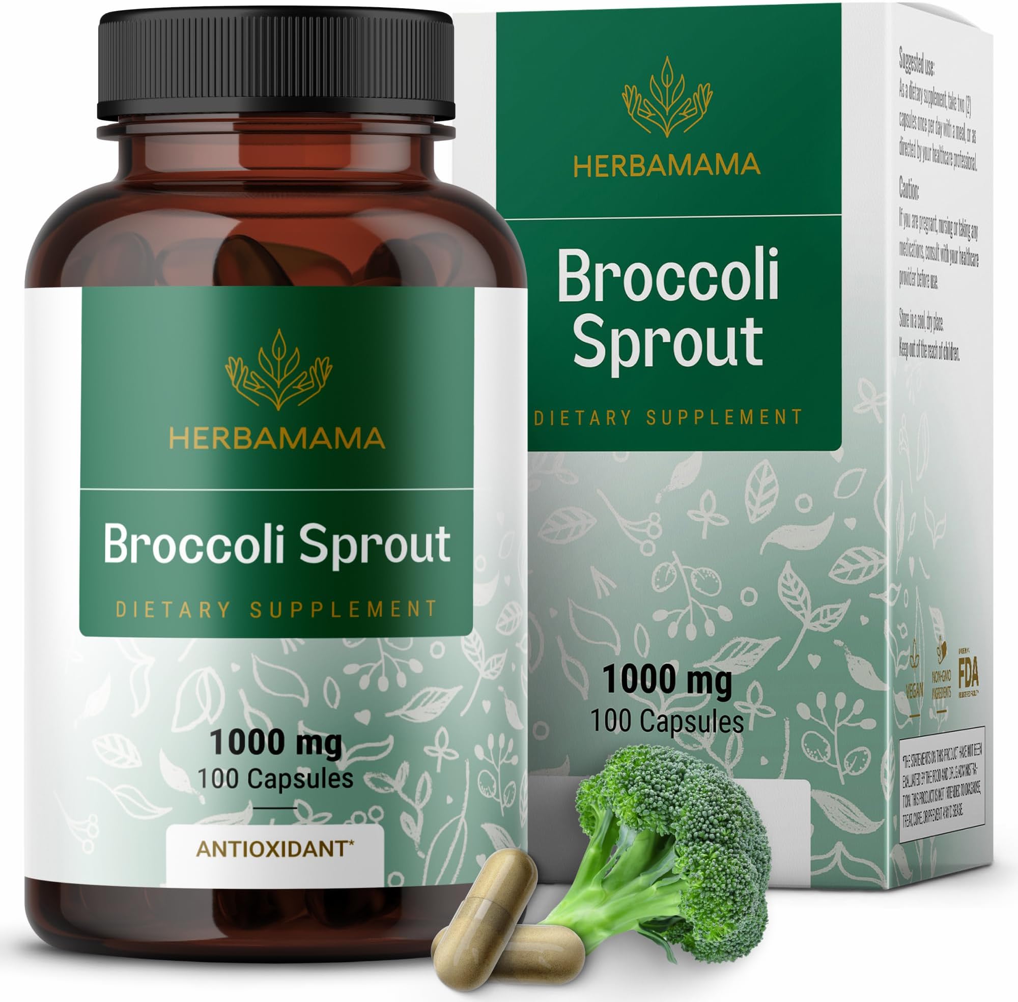 Amazon.com: HERBAMAMA Broccoli Sprout Extract Capsules - 1000mg ...