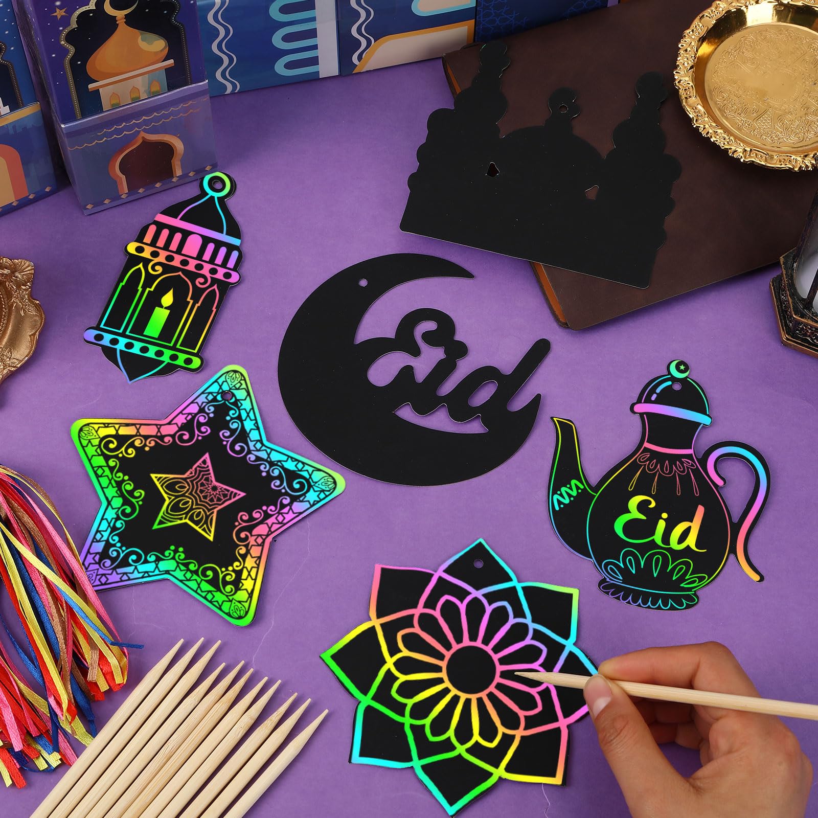 Snapklik.com : 48 PCS Ramadan Crafts For Kids, Magic Rainbow Scratch ...