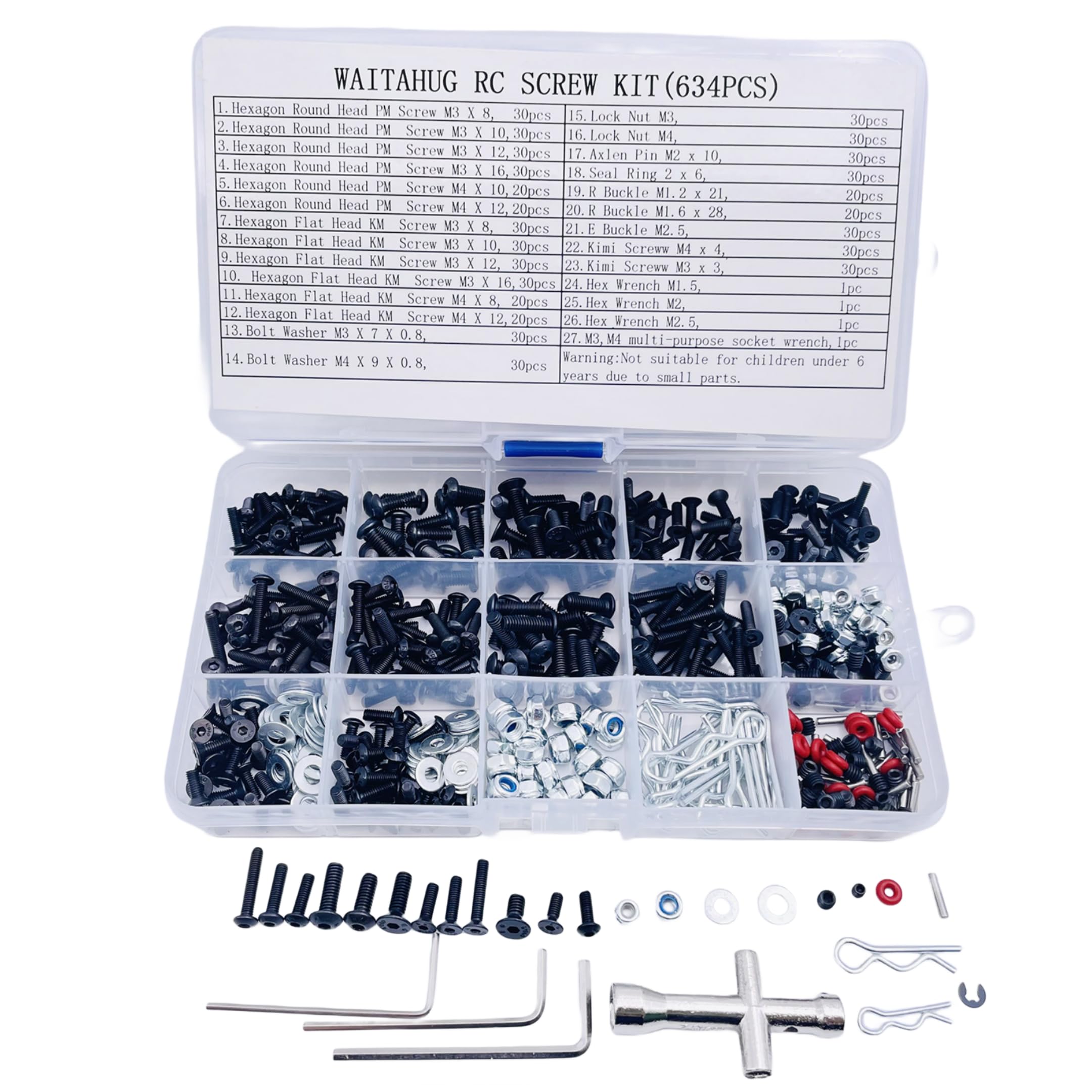 634pcs Universal RC Screw Assortment kit-Fasteners for Traxxas Axial ...