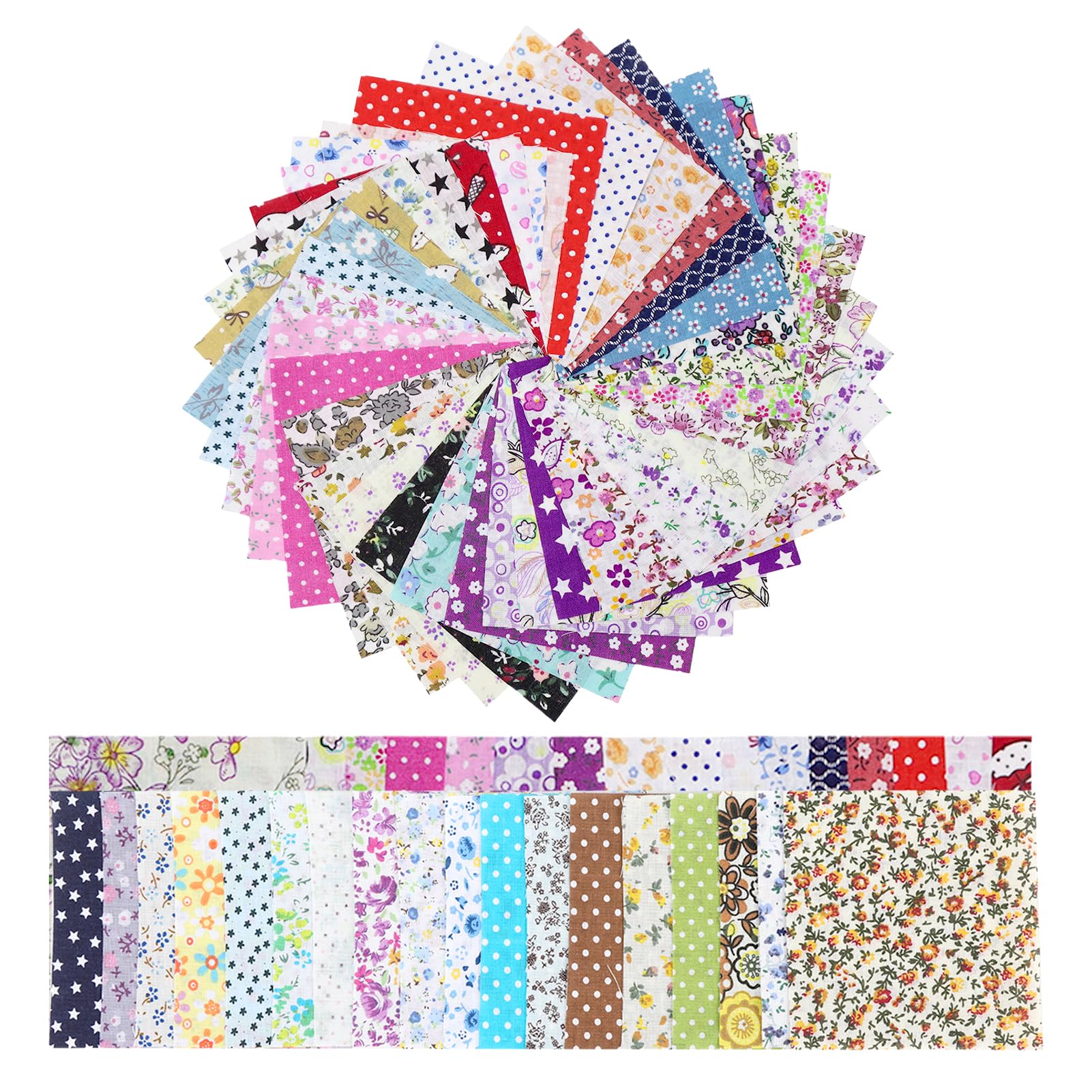 50 Pcs Cotton Craft Fabric Bundles Patchwork, 10 * 10cm Squares Fabric ...