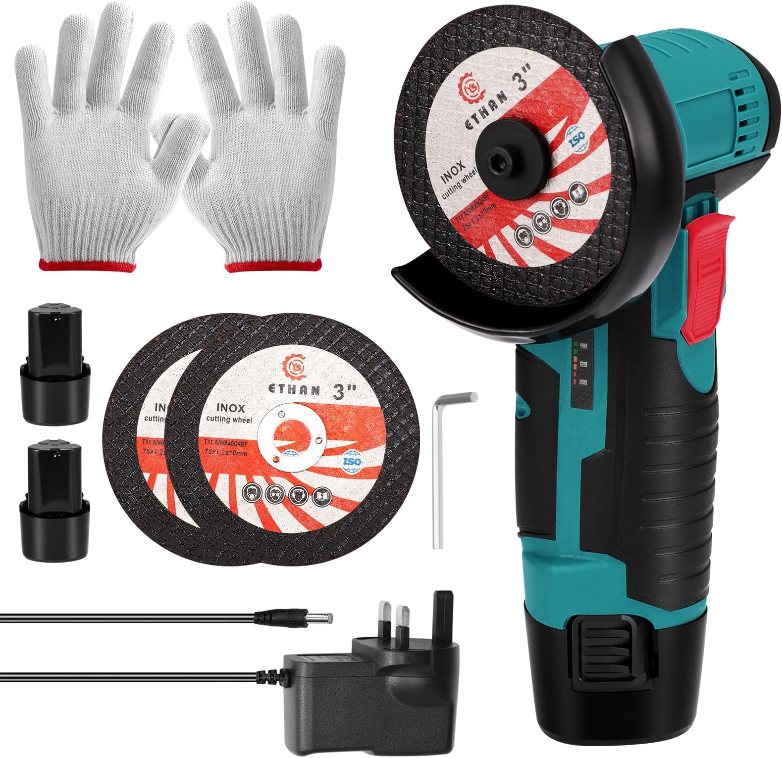 Mini Angle Grinder, Cordless Angle Grinder with Batteries and Polishing ...