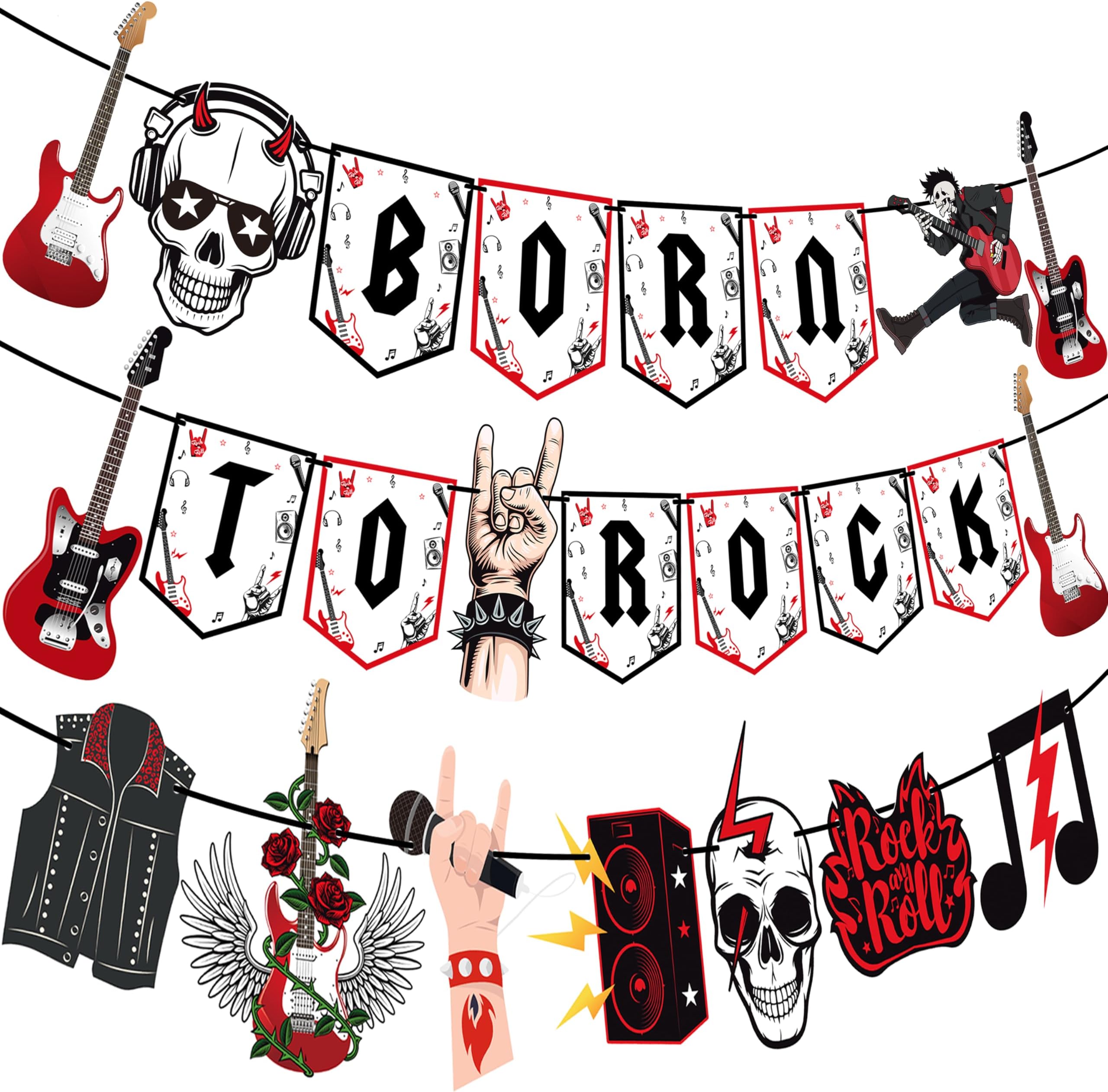Amazon.com: C L cooper life 3Pcs Born To Rock Party Banners Rock Theme ...